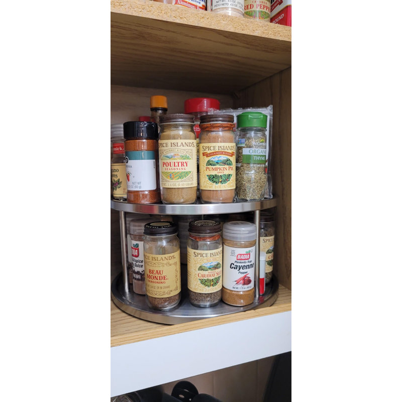 Latitude Run® 2 Tier Stainless Steel Revolving Spice Rack Carousel 10.5 ...