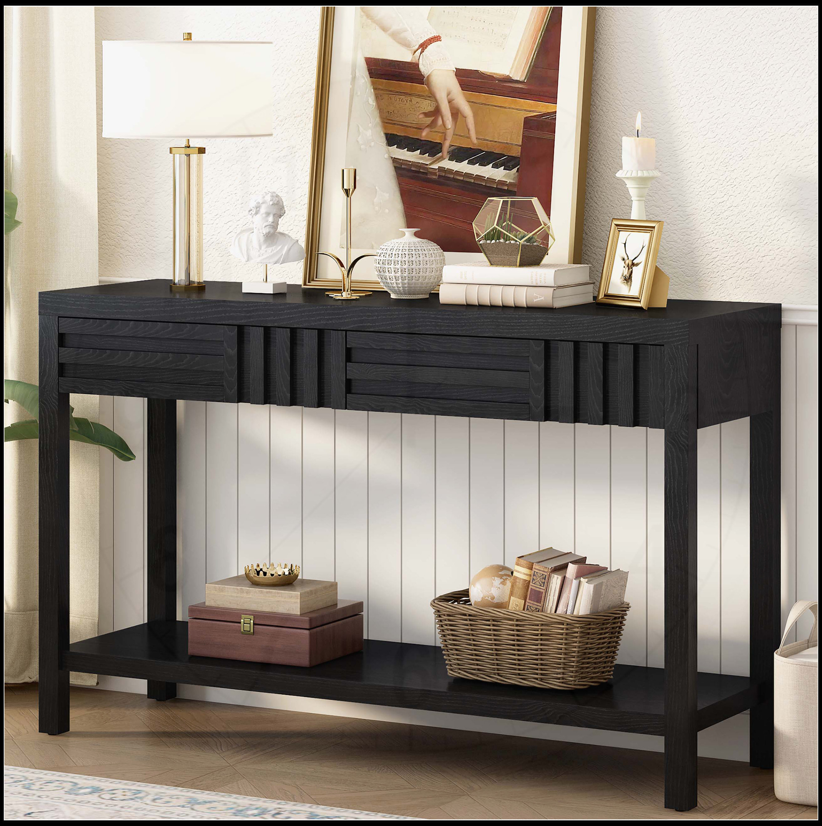 Red Barrel Studio Modern Console Table with Striped Design for Various ...