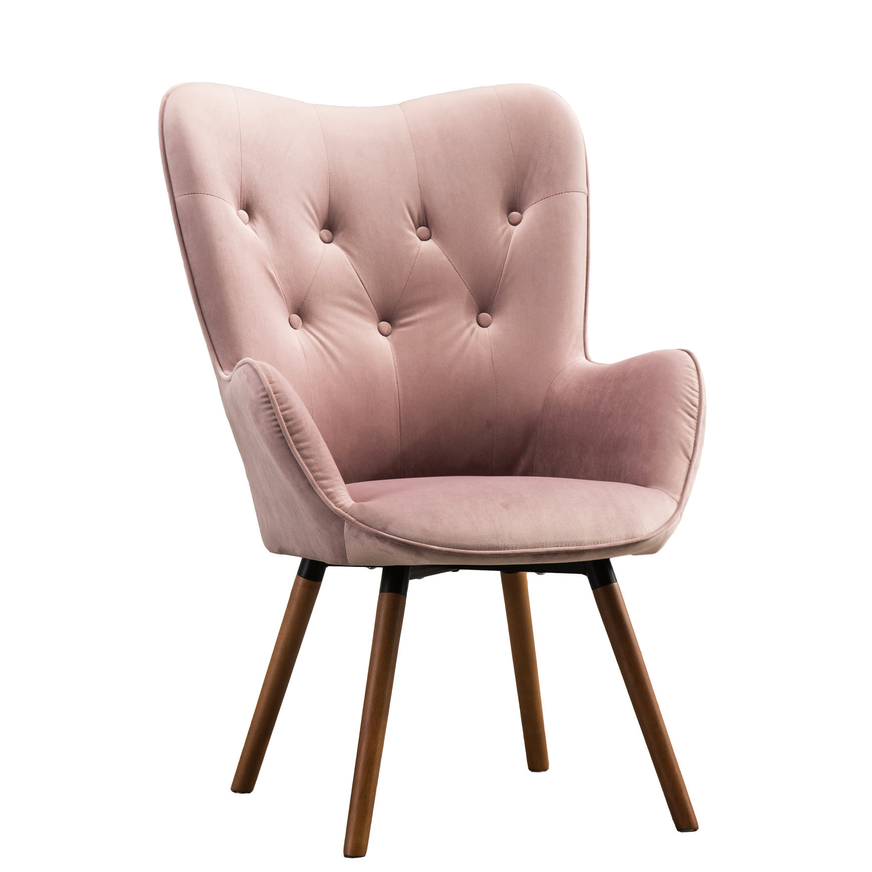 House of Hampton® Contemporary Accent Chair, Buttons, Solid Wood Leg ...