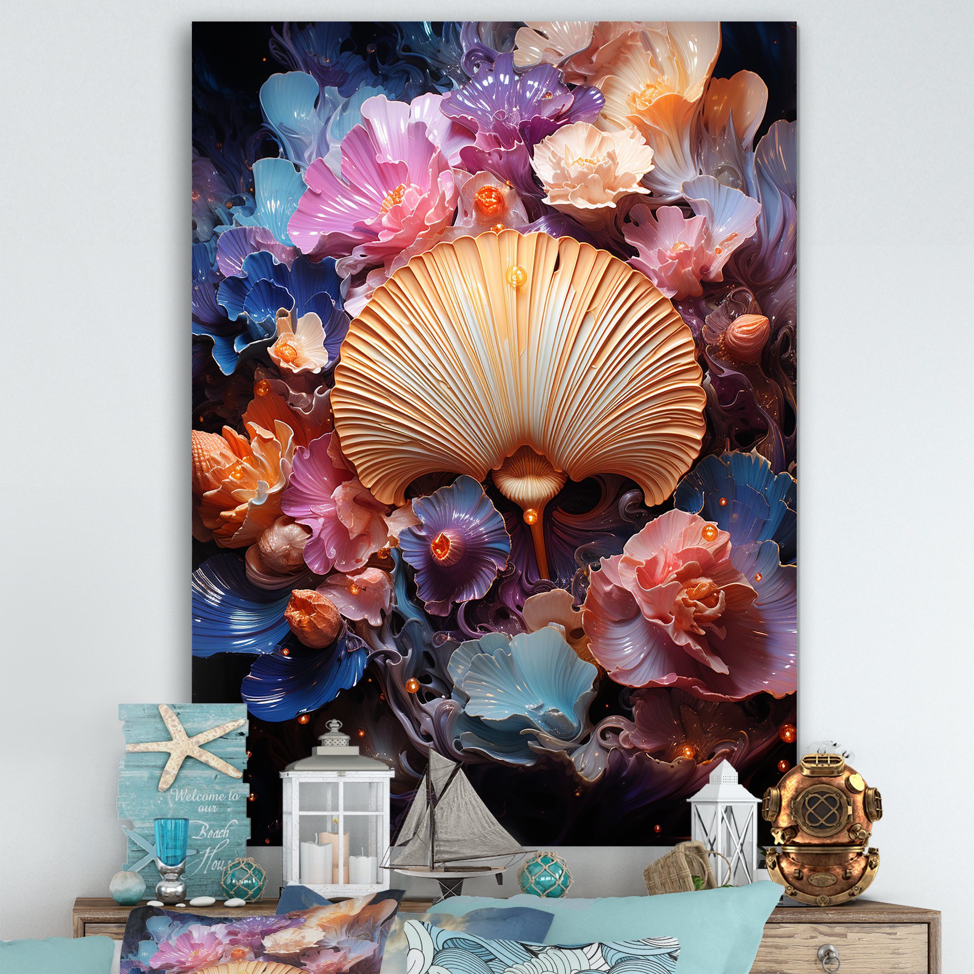 Highland Dunes Seashells In A Cosmic Galaxy I On Canvas Print | Wayfair