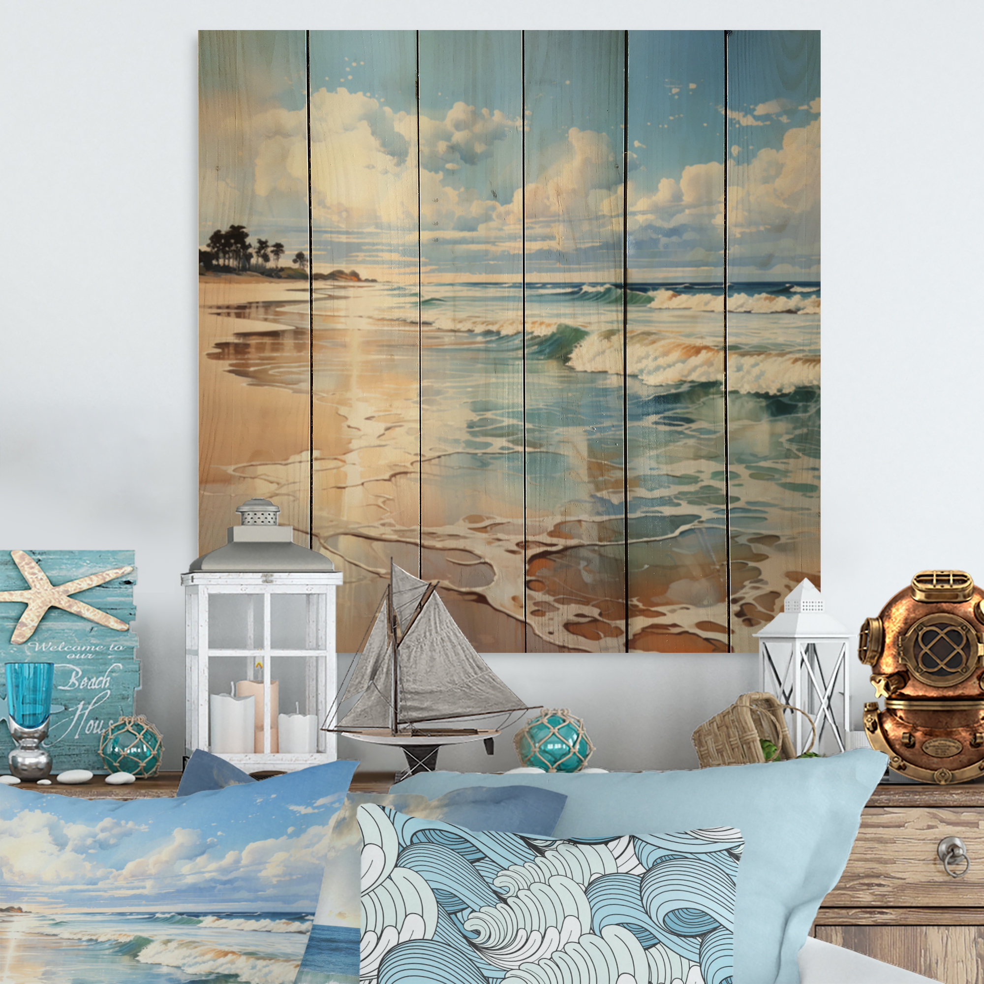 Dovecove Ostergren Beach Photo Seaside Reflections V On Wood Print ...