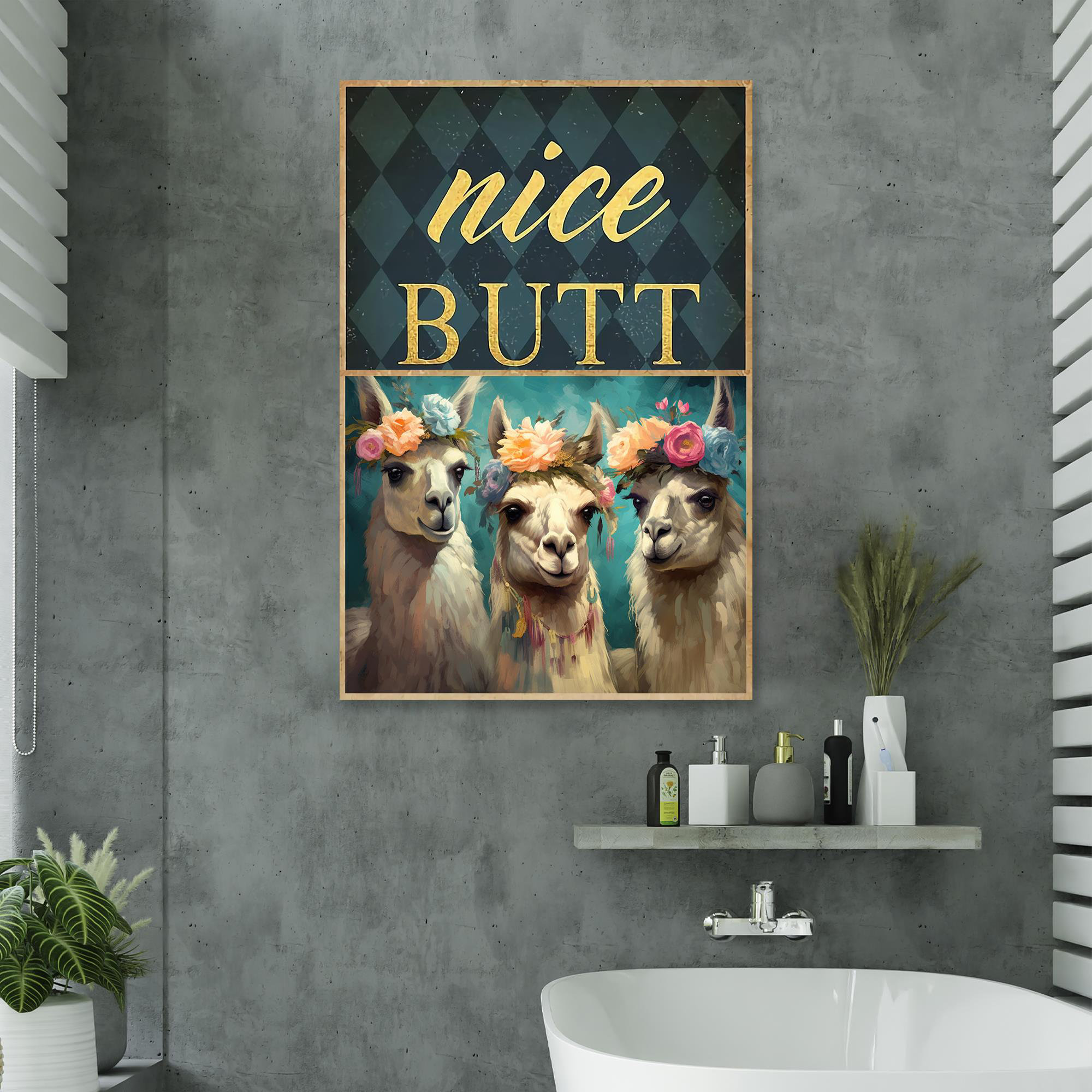 Trinx Three Alpacas Nice Butt 1 - 1 Piece Rectangle Graphic Art Print ...