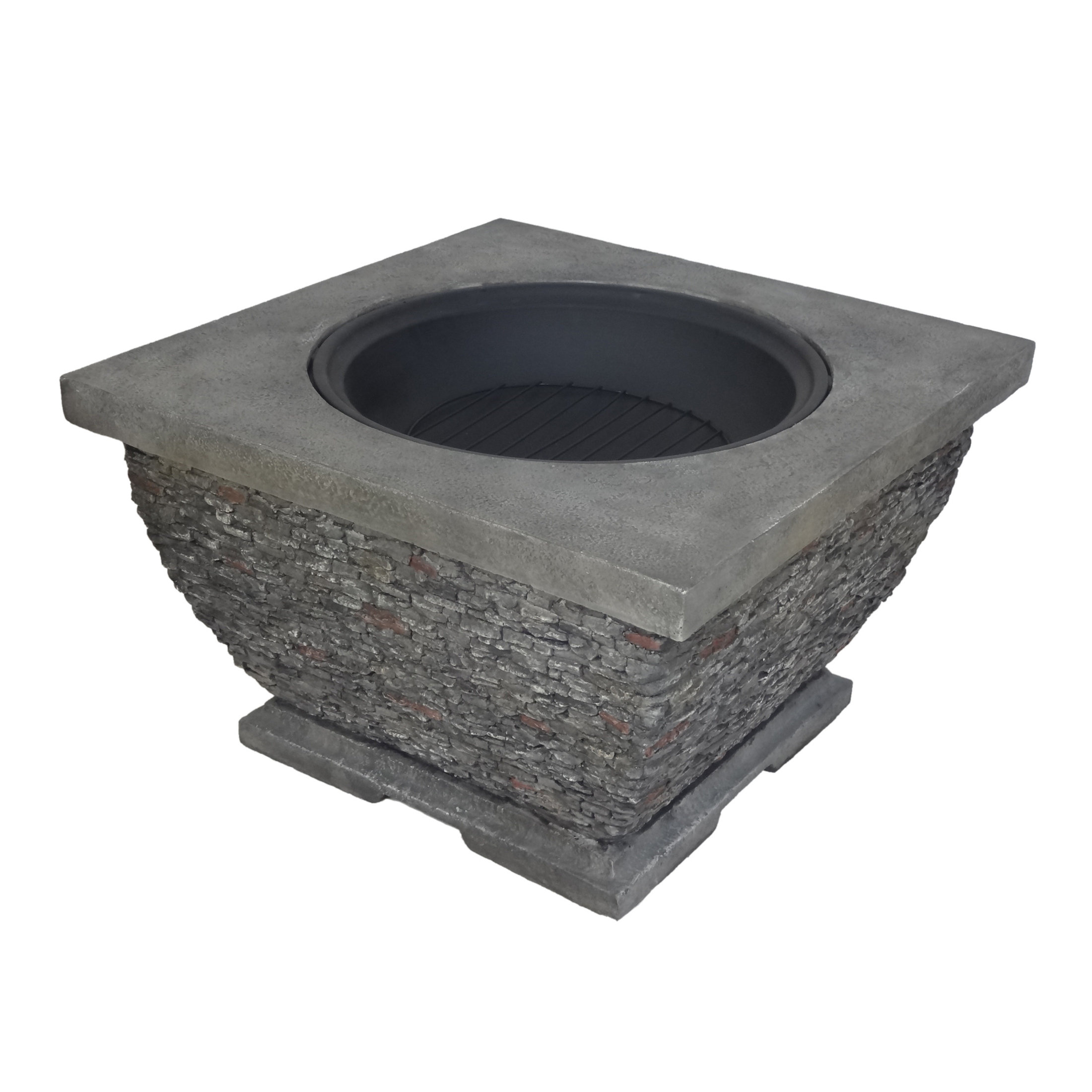 Loon Peak® 32" MgO Light-Weight Concrete Wood Burning Square Fire Pit ...