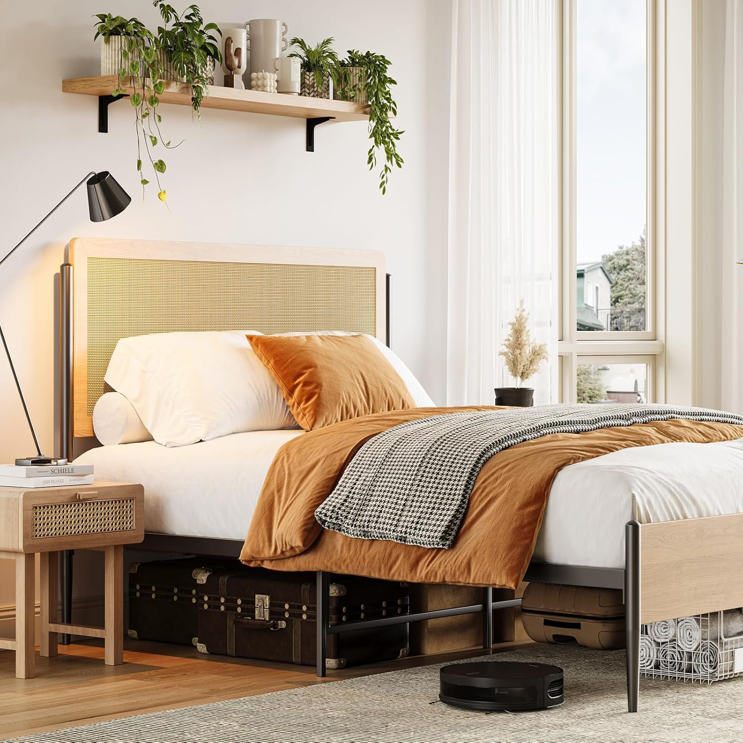 Bay Isle Home™ Modern Rattan Headboard Bed Frame - Underbed Storage, No ...