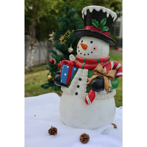 Hi-Line Gift Ltd. Snowman Statue with LED Lights Lighted Christmas ...