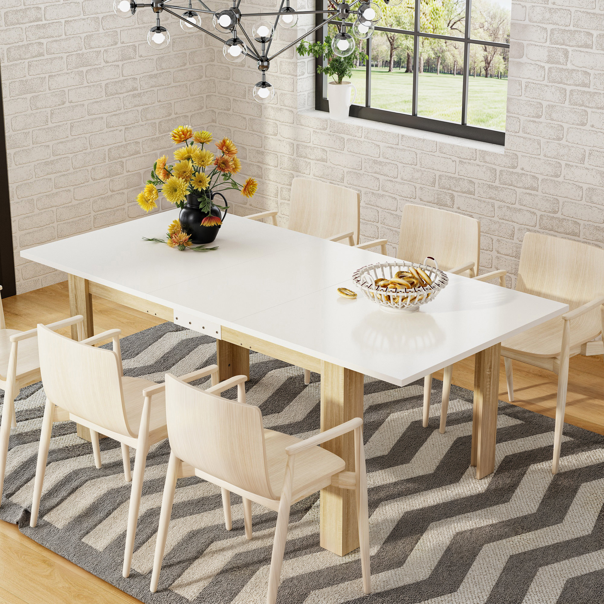 Ebern Designs 77.1" Wide Dining Table For 4-6 People | Wayfair