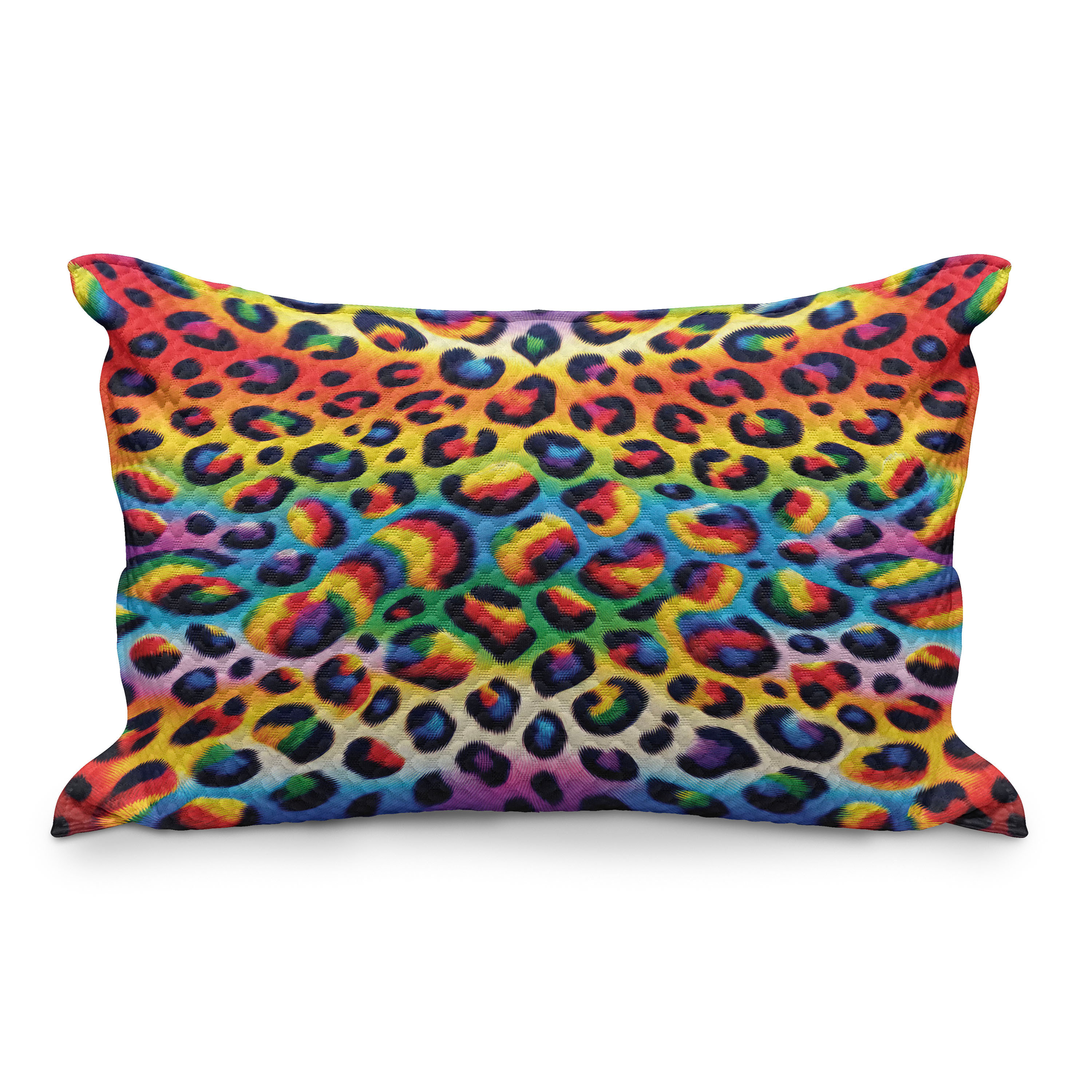 Ambesonne Leopard Print Quilted Pillowcase Rainbow Surreal World ...