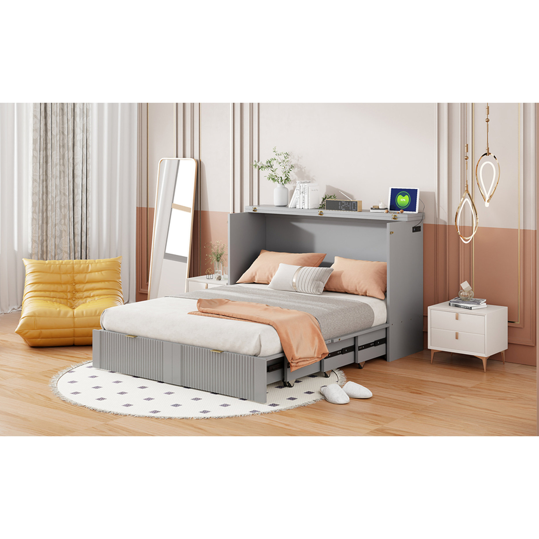 Latitude Run® Bed With Drawer, Sockets & Ports - Space Saving For Multi ...