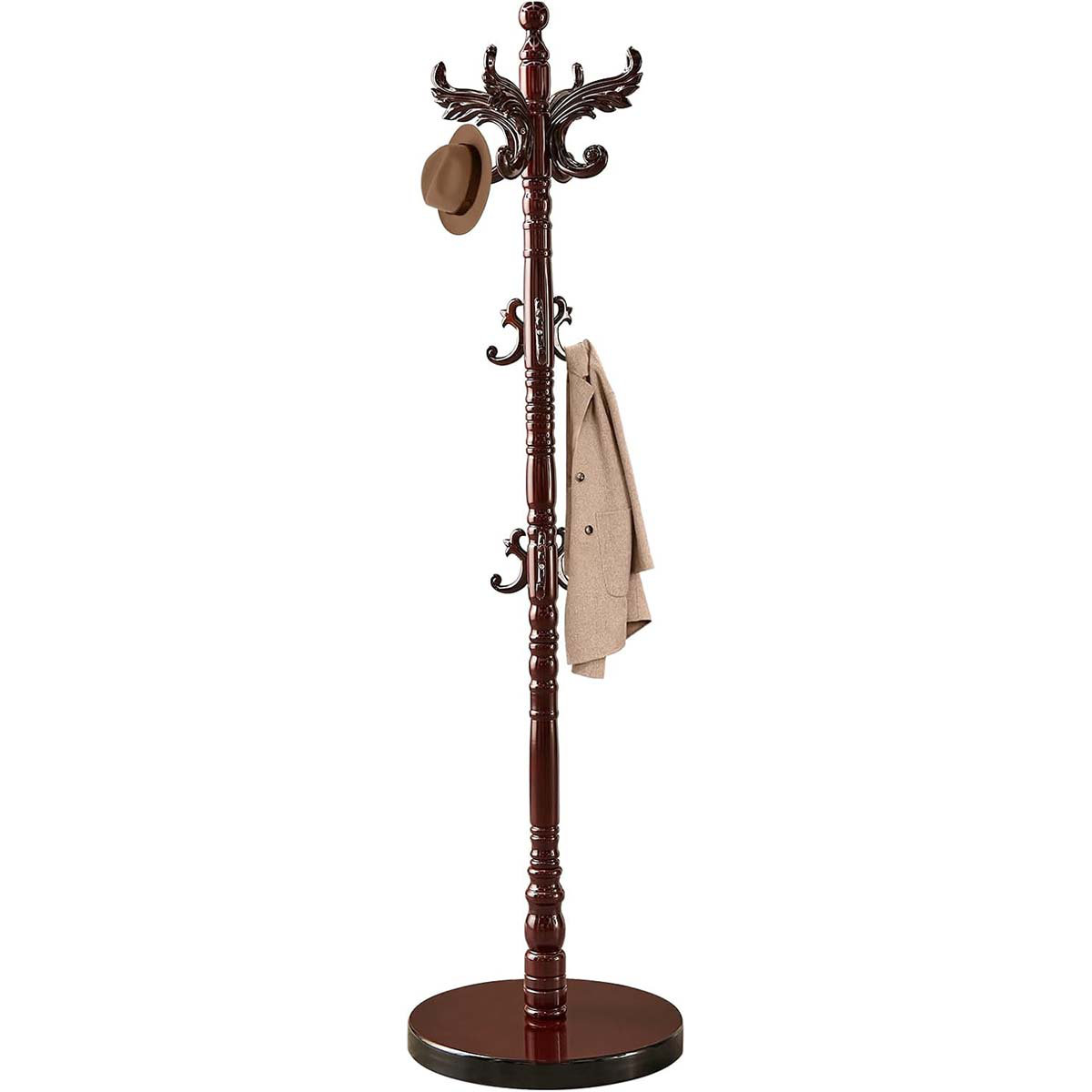 Alcott Hill® Wooden Coat Rack Stand, Vintage Natural Birch Wood Coat ...