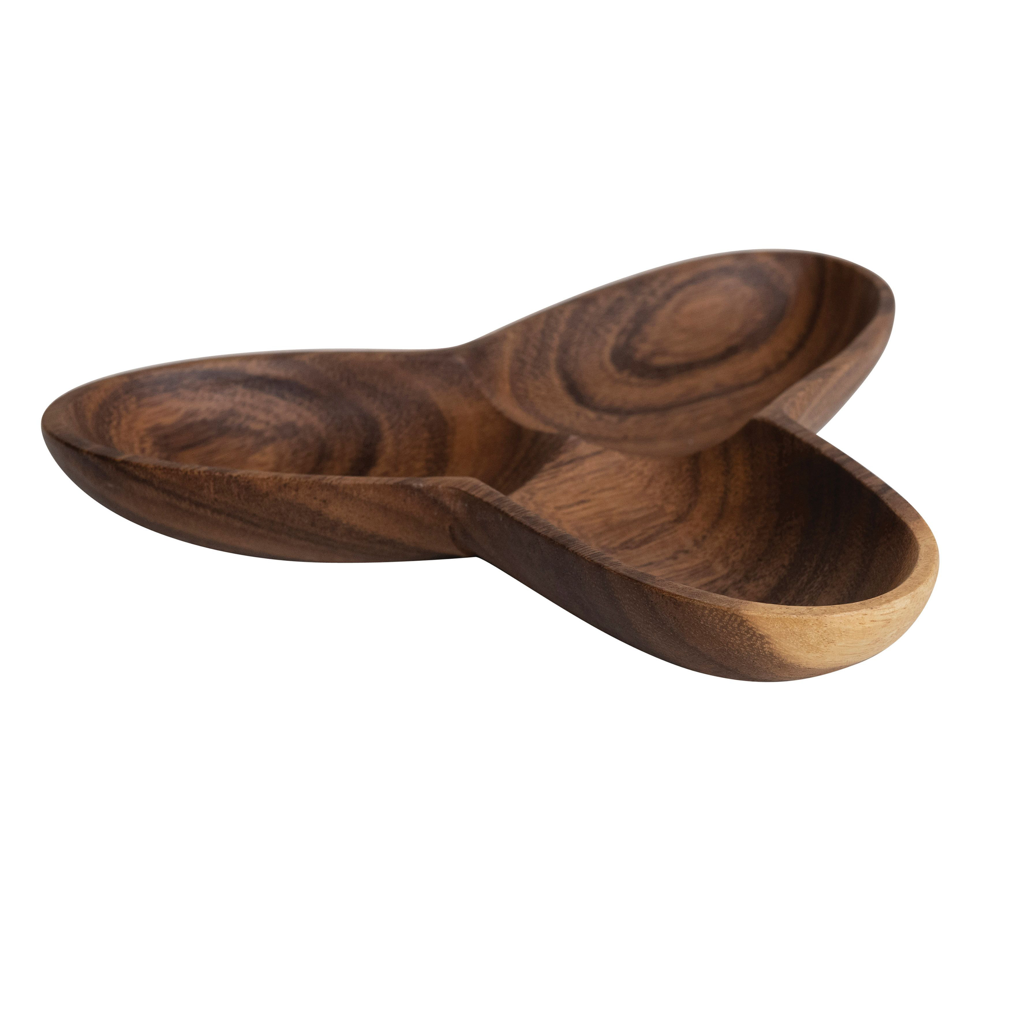 Millwood Pines Modern Acacia Wood Appetizer Bowl With 3 Compartments ...