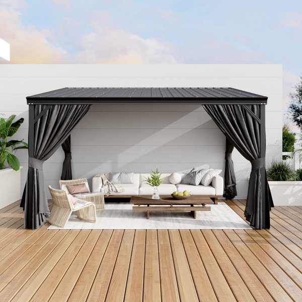 BKB365 Patio Gazebo Lean To Wall Mounted Pergola With Sloping ...