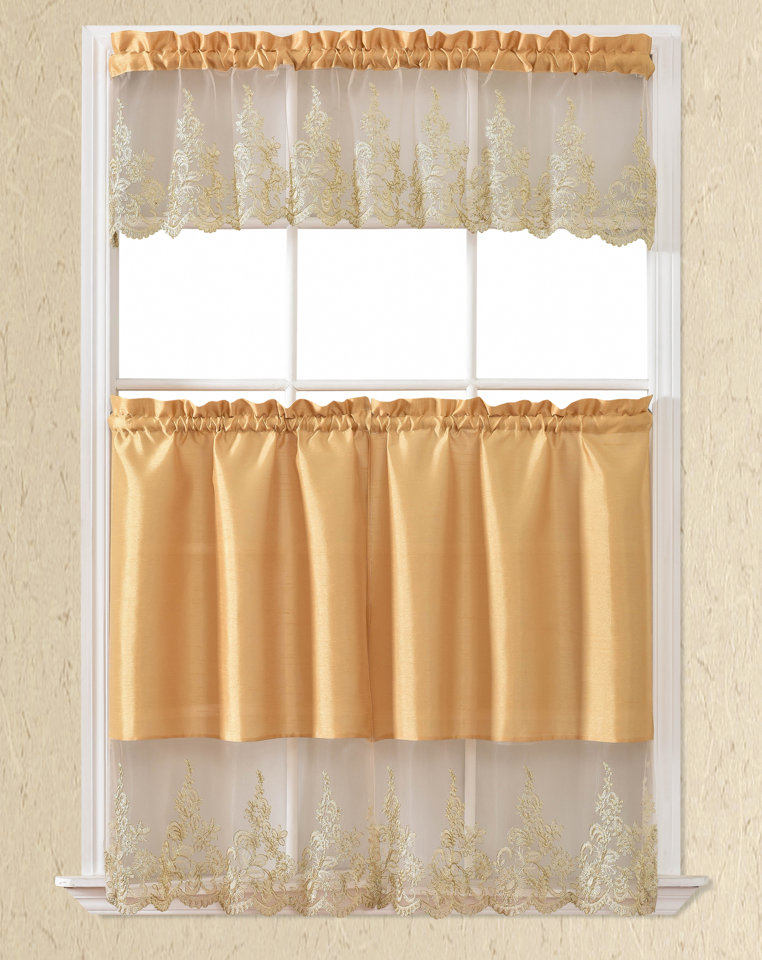 House of Hampton® BT598-GOLD POLYESTER KITCHEN CURTAIN | Wayfair