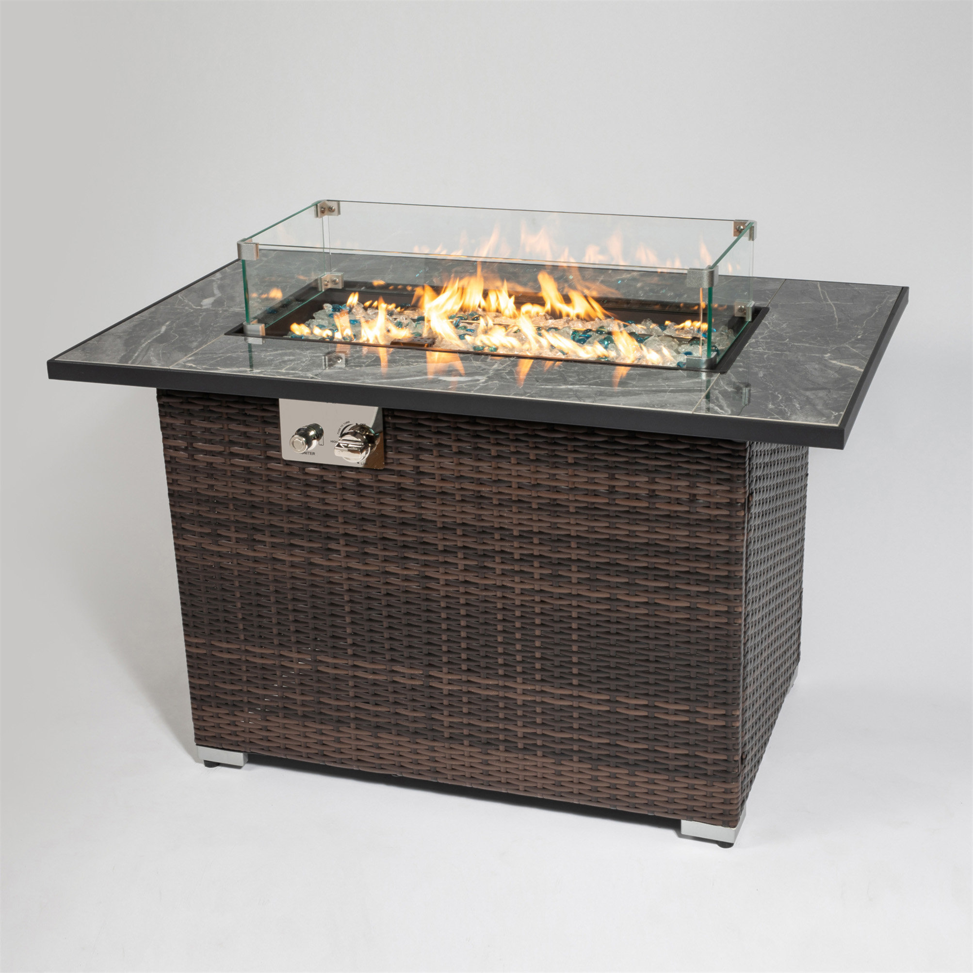 Latitude Run® 44Inch Outdoor Fire Pit Table, Propane Fire Table With ...