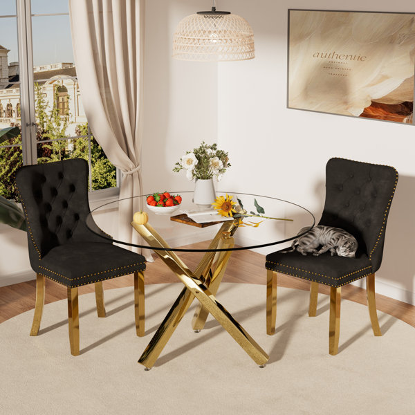 House of Hampton® 3-Piece Round Glass Dining Set | Wayfair
