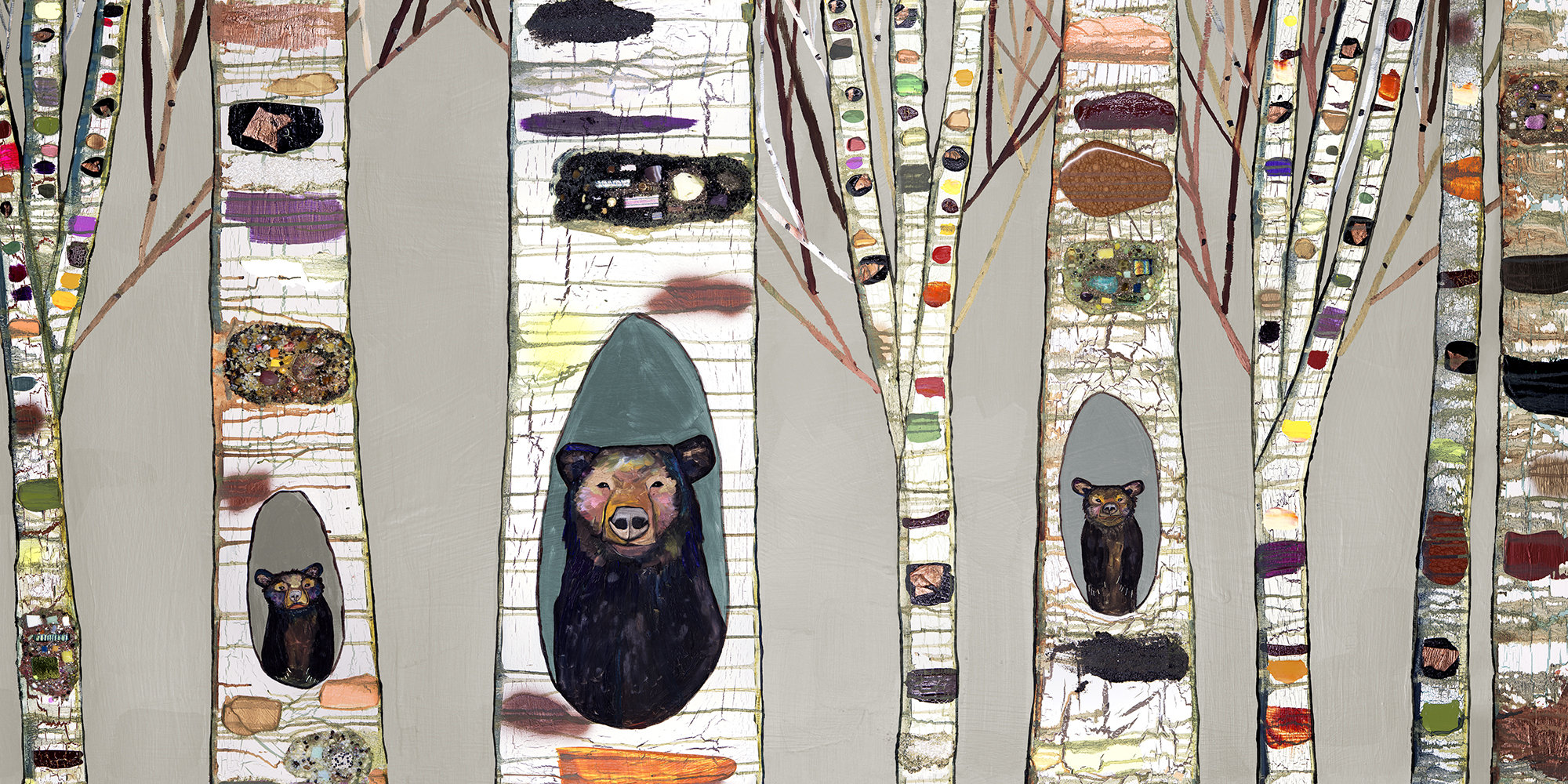 Millwood Pines " Black Bear Birch Tree Forest Neutral " by Eli Halpin ...