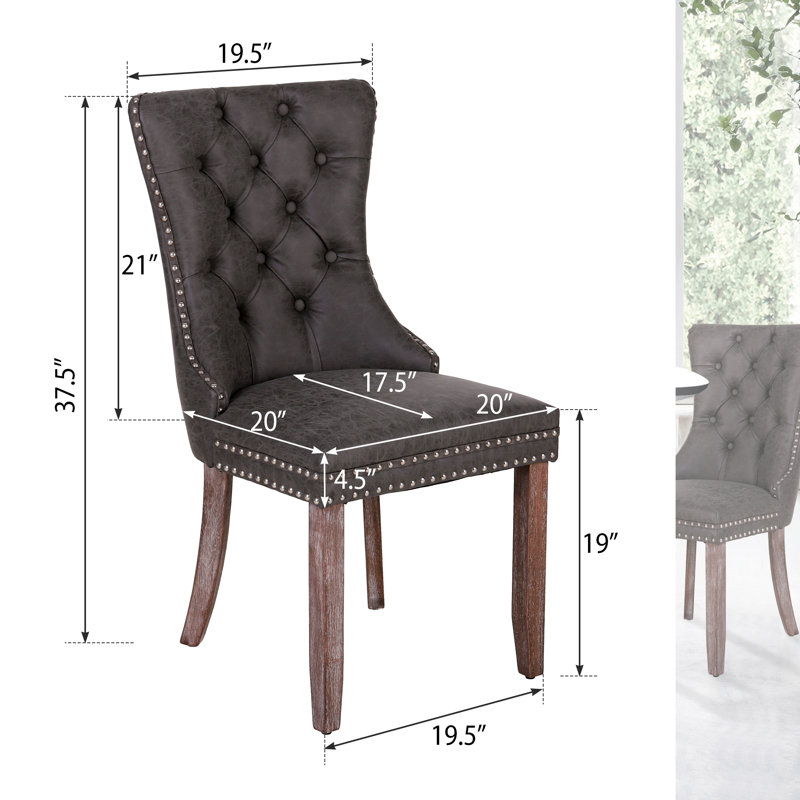 Lark Manor Albrah Tufted Faux Leather Wing Back Dining Chair & Reviews ...
