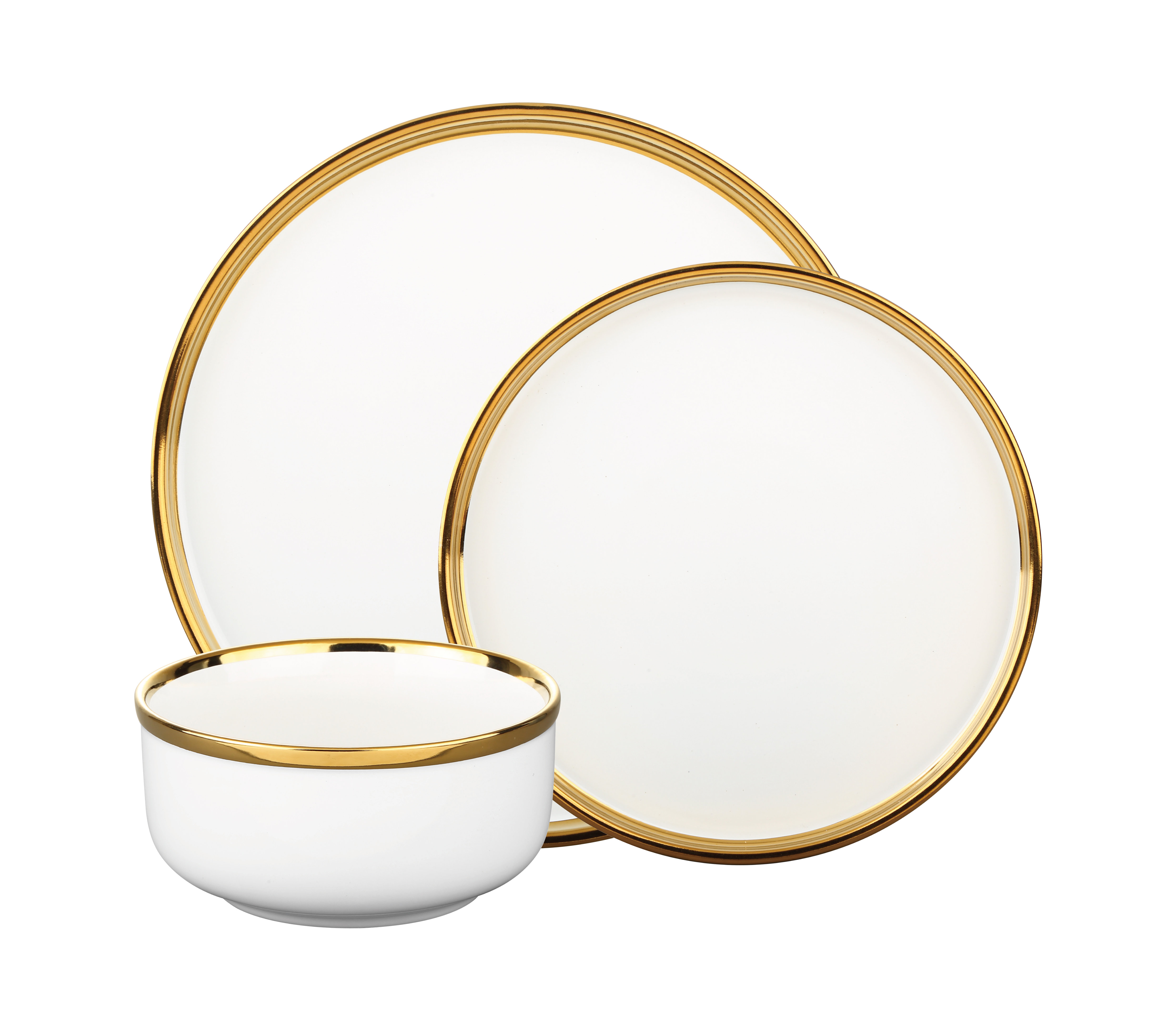 Godinger Silver Art Co Hillcrest 12 Piece Gold Rim Dinnerware Set ...