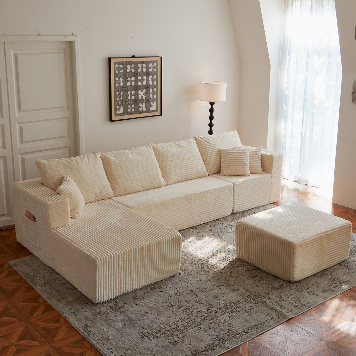 Mercer41 Boneless 133.86" Modern Cloud Modular Sectional Sofa With 1 ...
