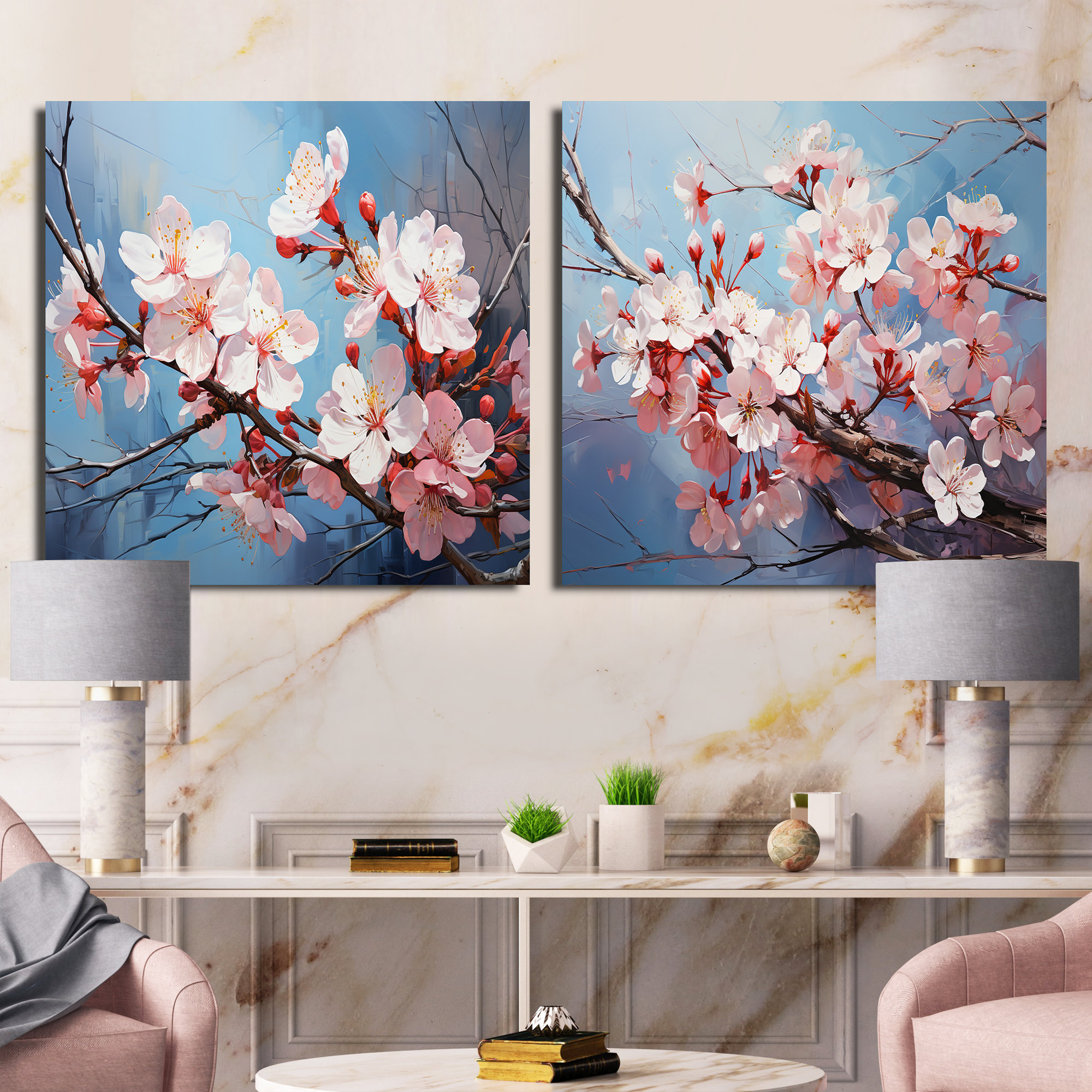 Design Art Apple Blossom Expressionist Burst III - Apple Blossom Square ...