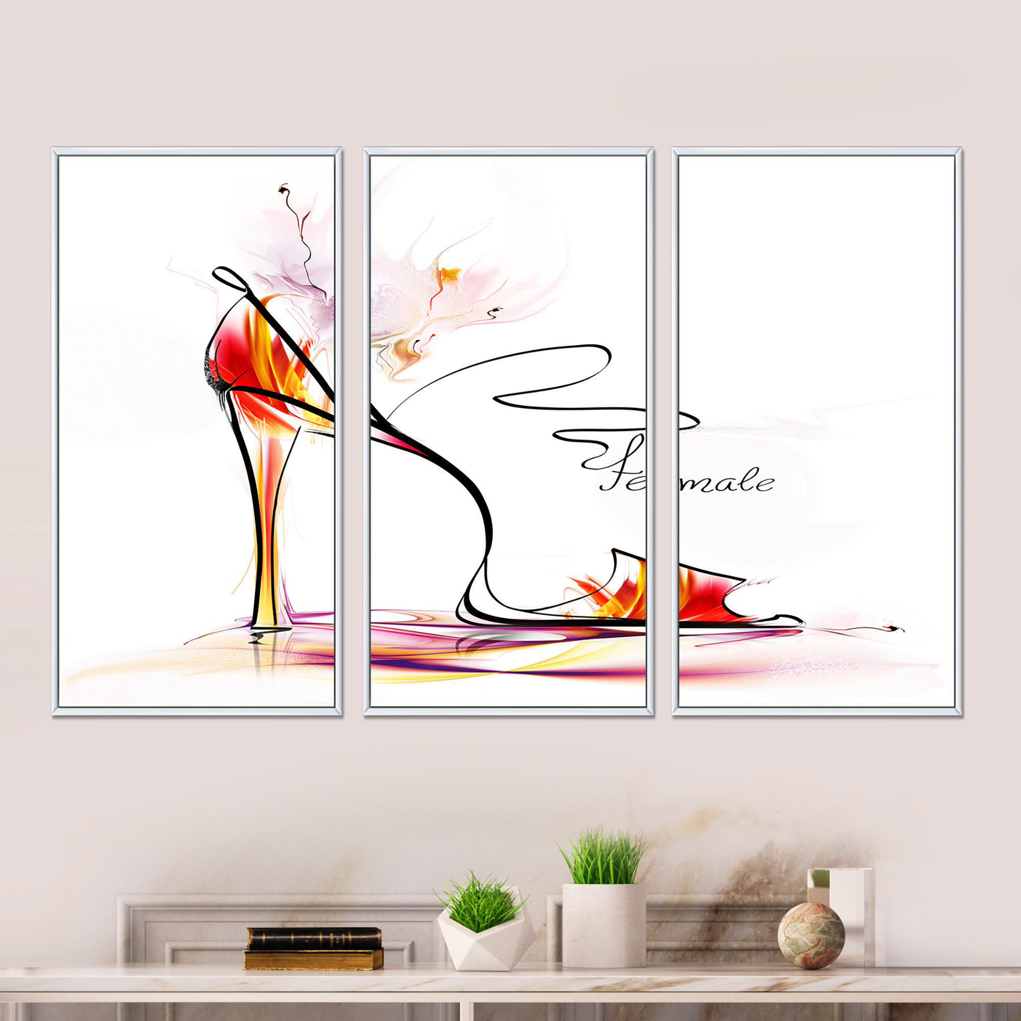 Red Barrel Studio® Abstract Red High Heel - Street Art Framed Canvas ...