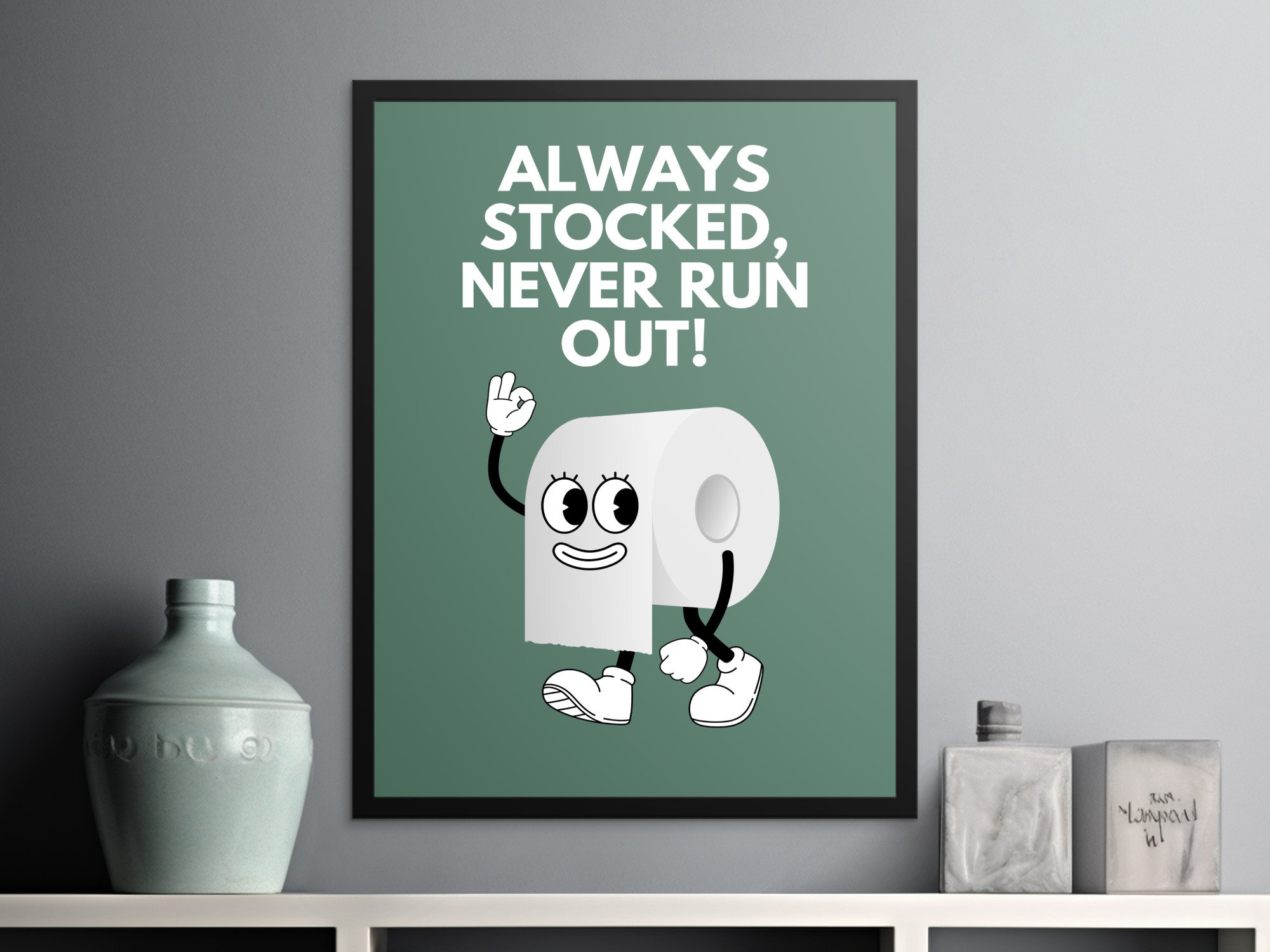 Brayden Studio Always Stocked Never Run Out Bathroom Humor Framed ...