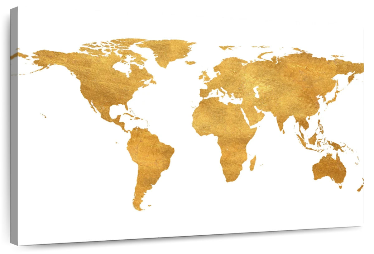 Elephant Stock Gold World Map Gold Foil | Wayfair