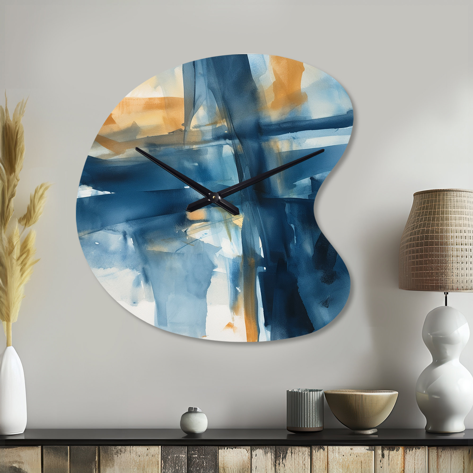 Design Art Blue and Gold Fusion VIII - Fractals Irregular Shape Metal ...