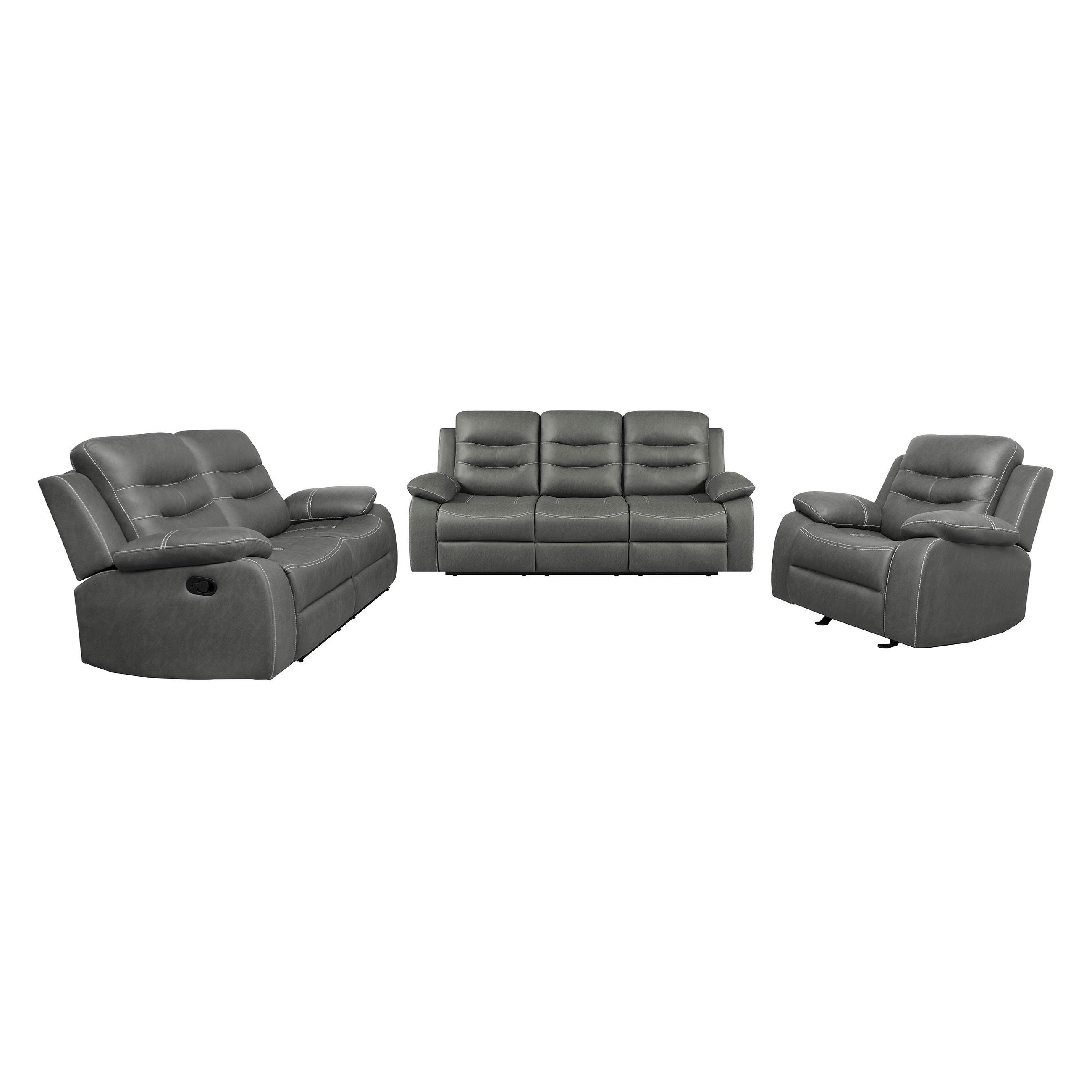 Red Barrel Studio® 3-piece Upholstered Padded Arm Sofa Set Dark Grey ...
