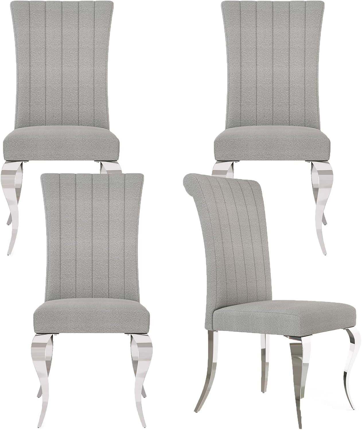 Rosdorf Park Grey Dining Chairs With Silver Legs Set Of 4 | Wayfair
