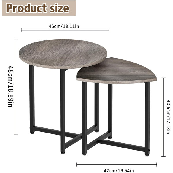 17 Stories Nesting Table Small Round Coffee Table,Set Of 2 End Tables ...