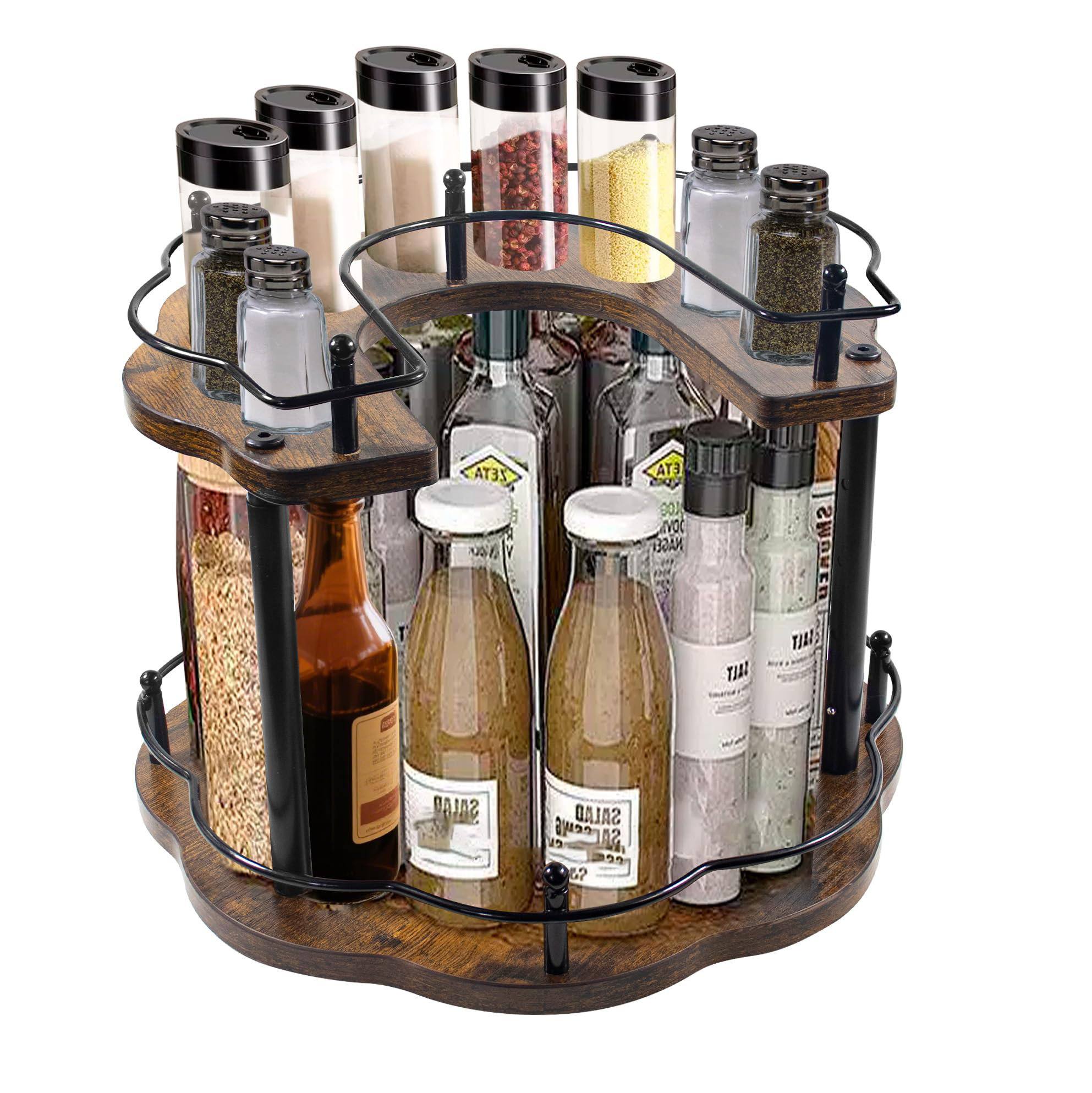 Prep & Savour 12-Inch Petal Shape Lazy Susan Organizer , 2-Tier ...