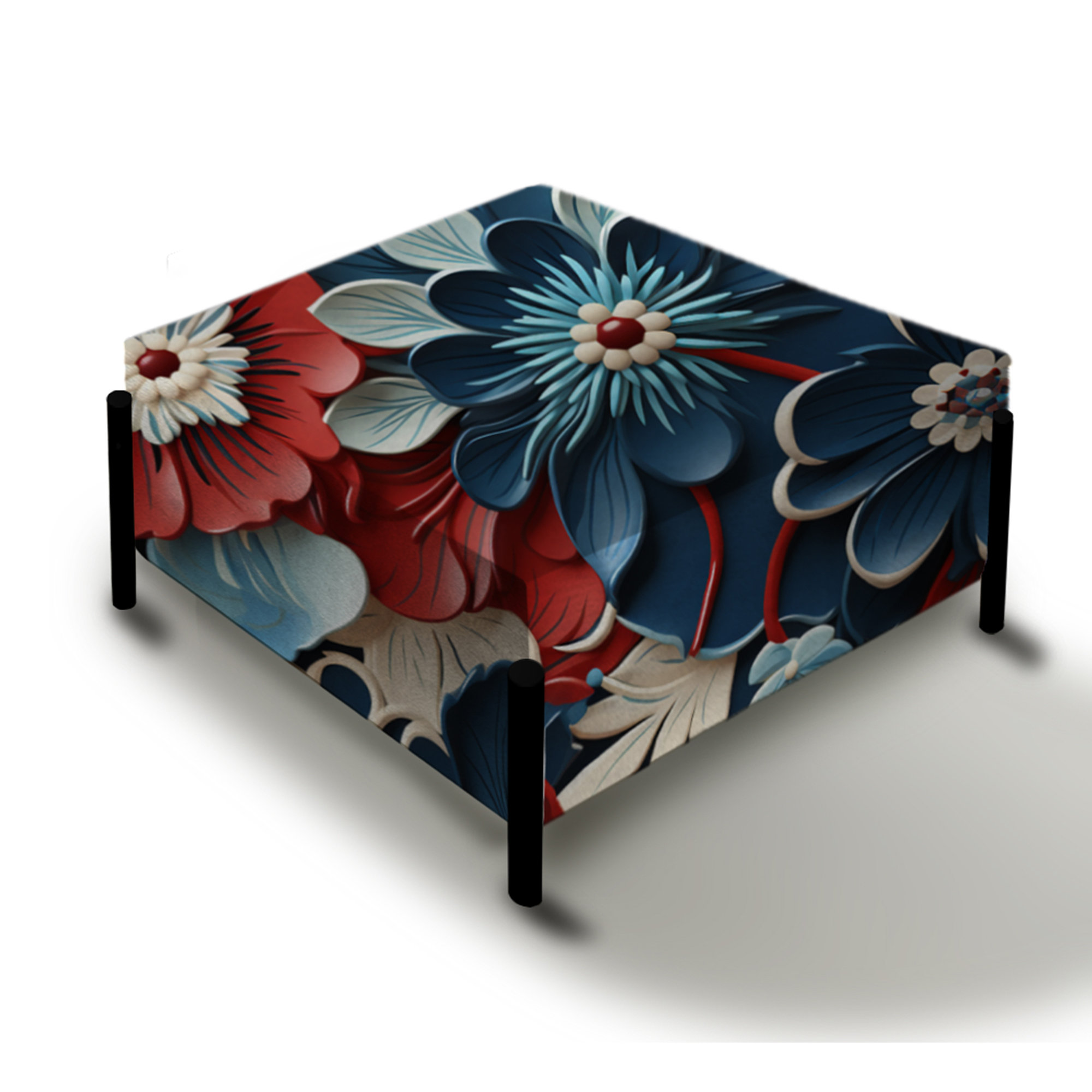 Design Art Intricate Embellishments - Oriental Large Square Ottoman ...