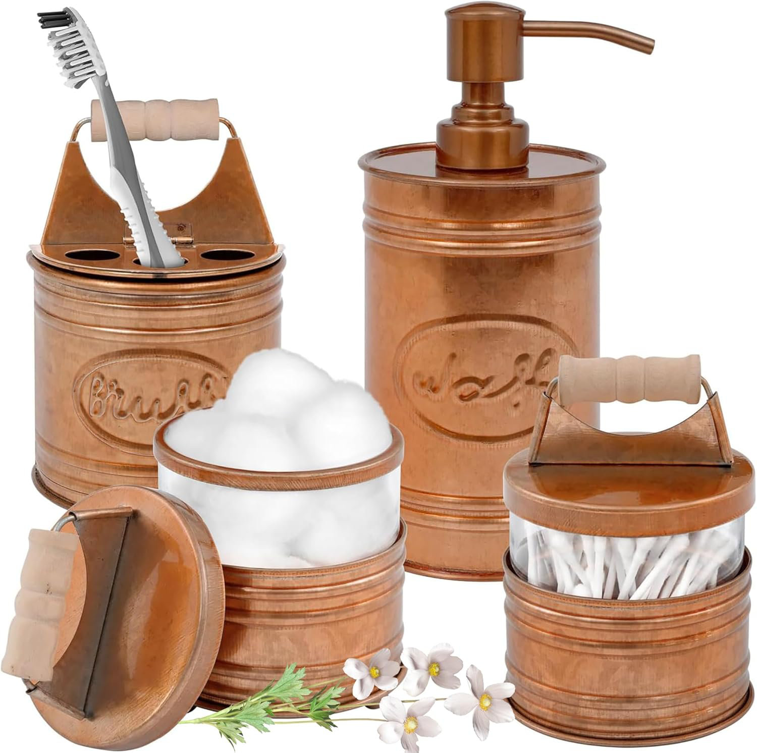 Williston Forge Rustic Bathroom Accessories Set 4,Copper | Wayfair