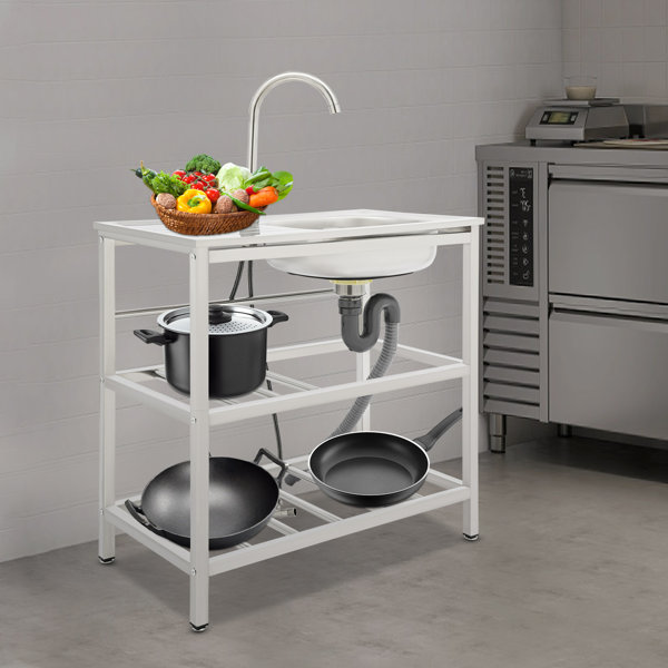 DENFER Freestanding Stainless Steel Kitchen Sink With Hot And Cold ...