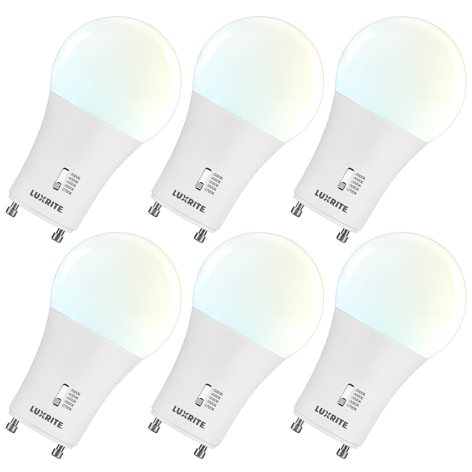 Luxrite 9 Watt A19 GU24 LED Dimmable Light Bulb Color Changing GU24 ...