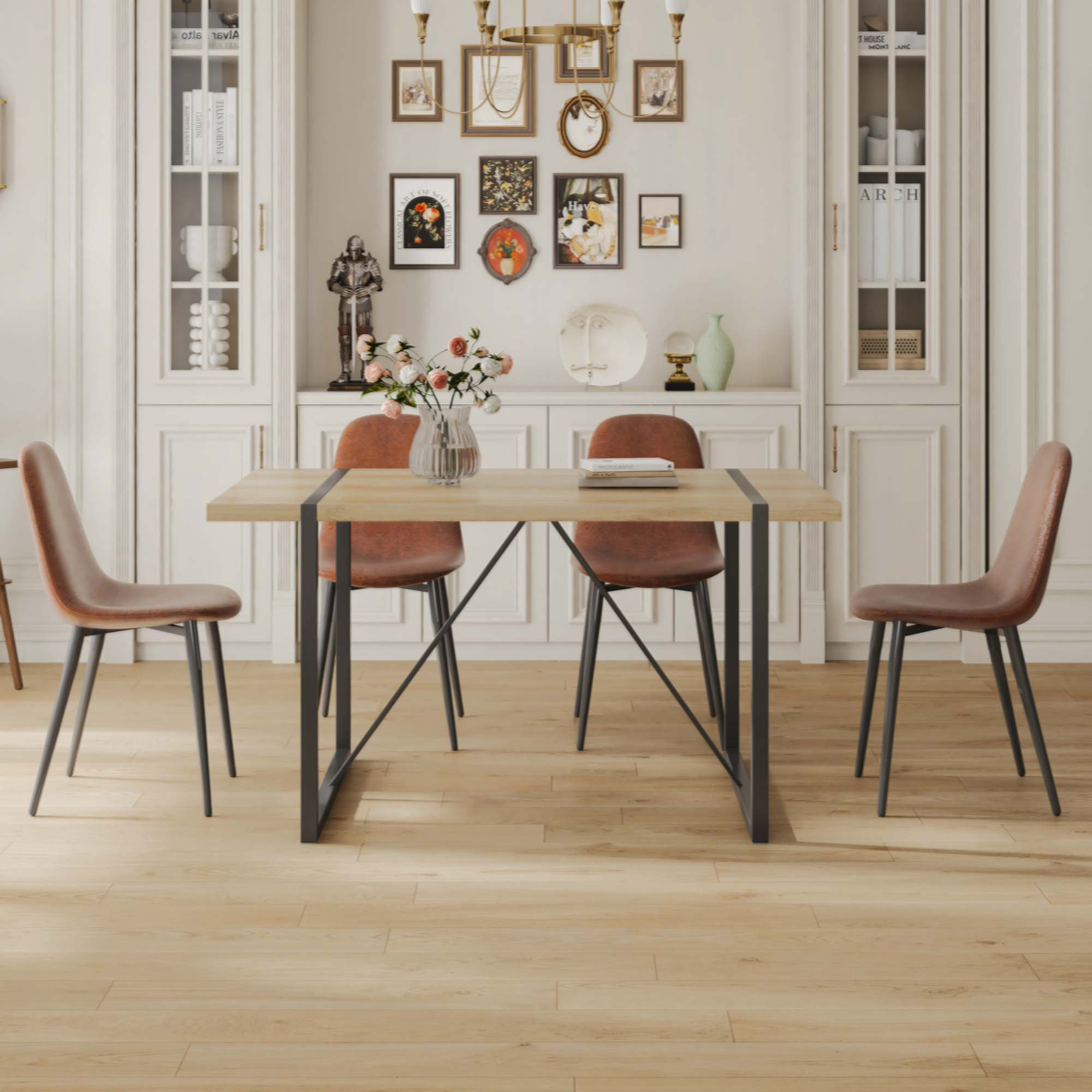 David Table And Chair Set, Upholstered Side Chairs In A Modern Medieval ...