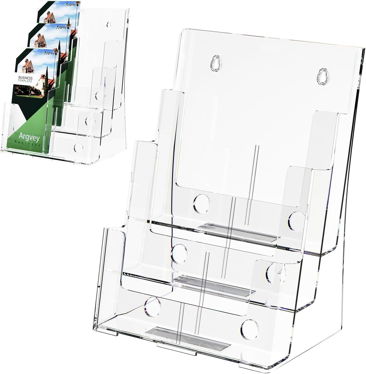 BONLOD Acrylic Brochure Holder 8.5 X 11 Inches, 3 Tier Clear Literature ...
