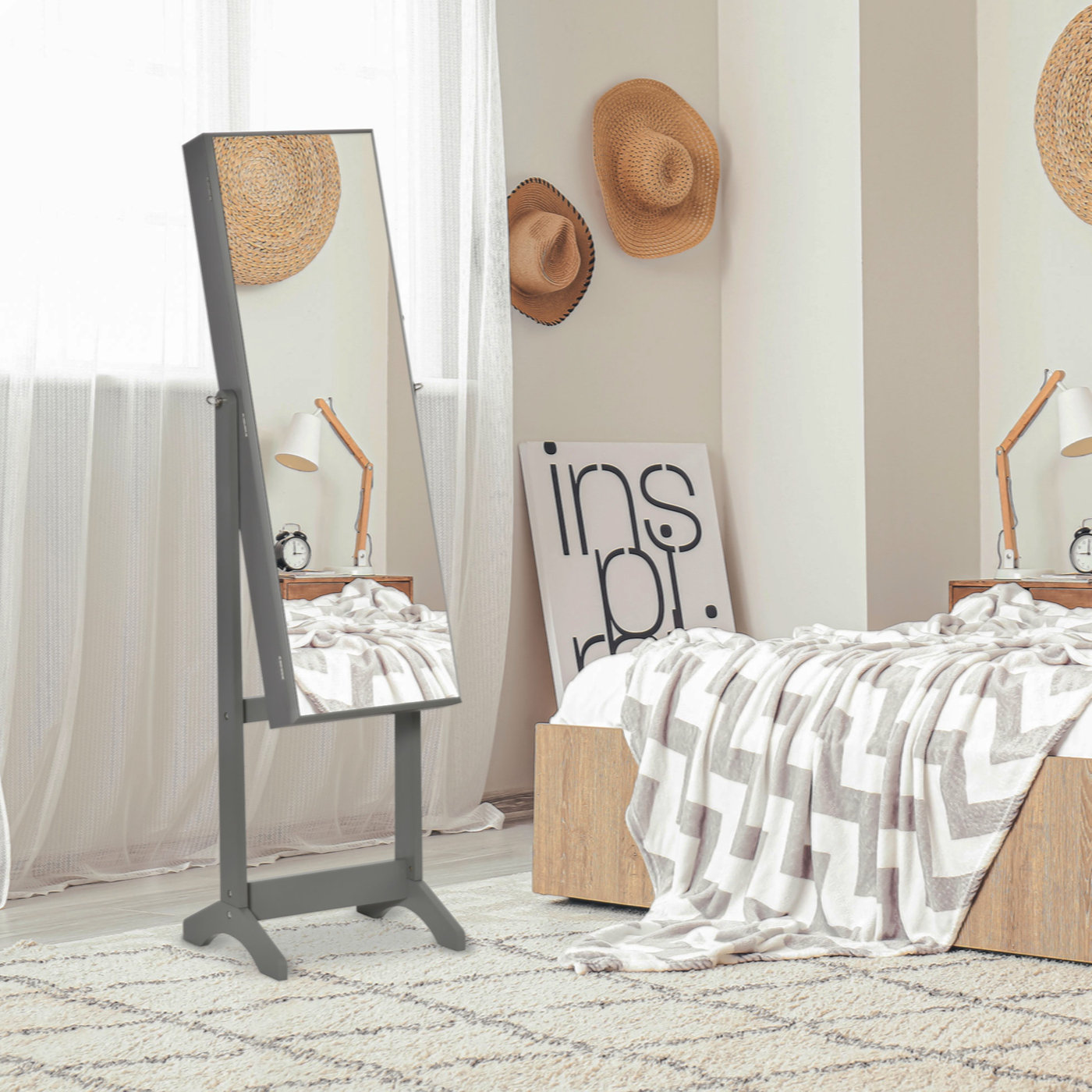 Lark Manor™ Floor Standing Jewelry Cabinet, Lockable Jewelry Organizer ...