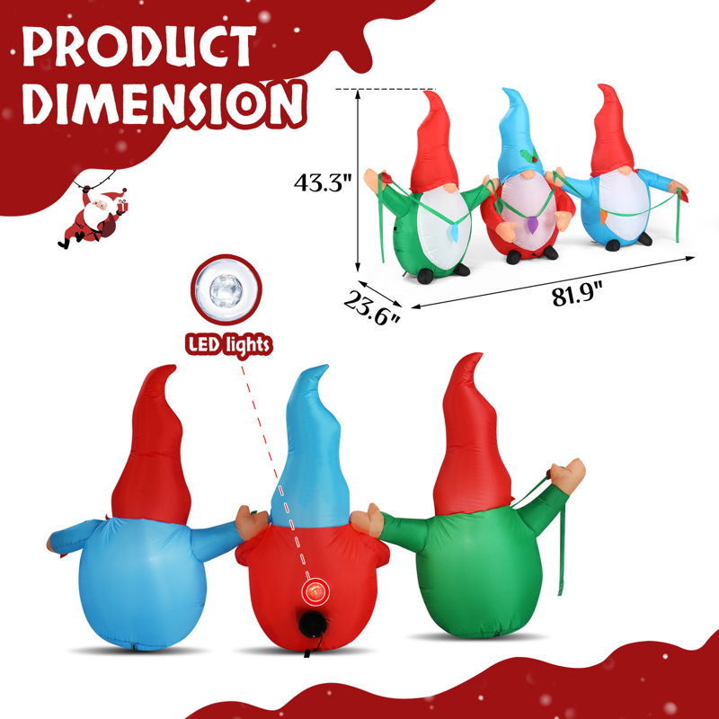 The Holiday Aisle® 6.6 Ft Lighted Gnomes Elves Christmas Inflatable ...