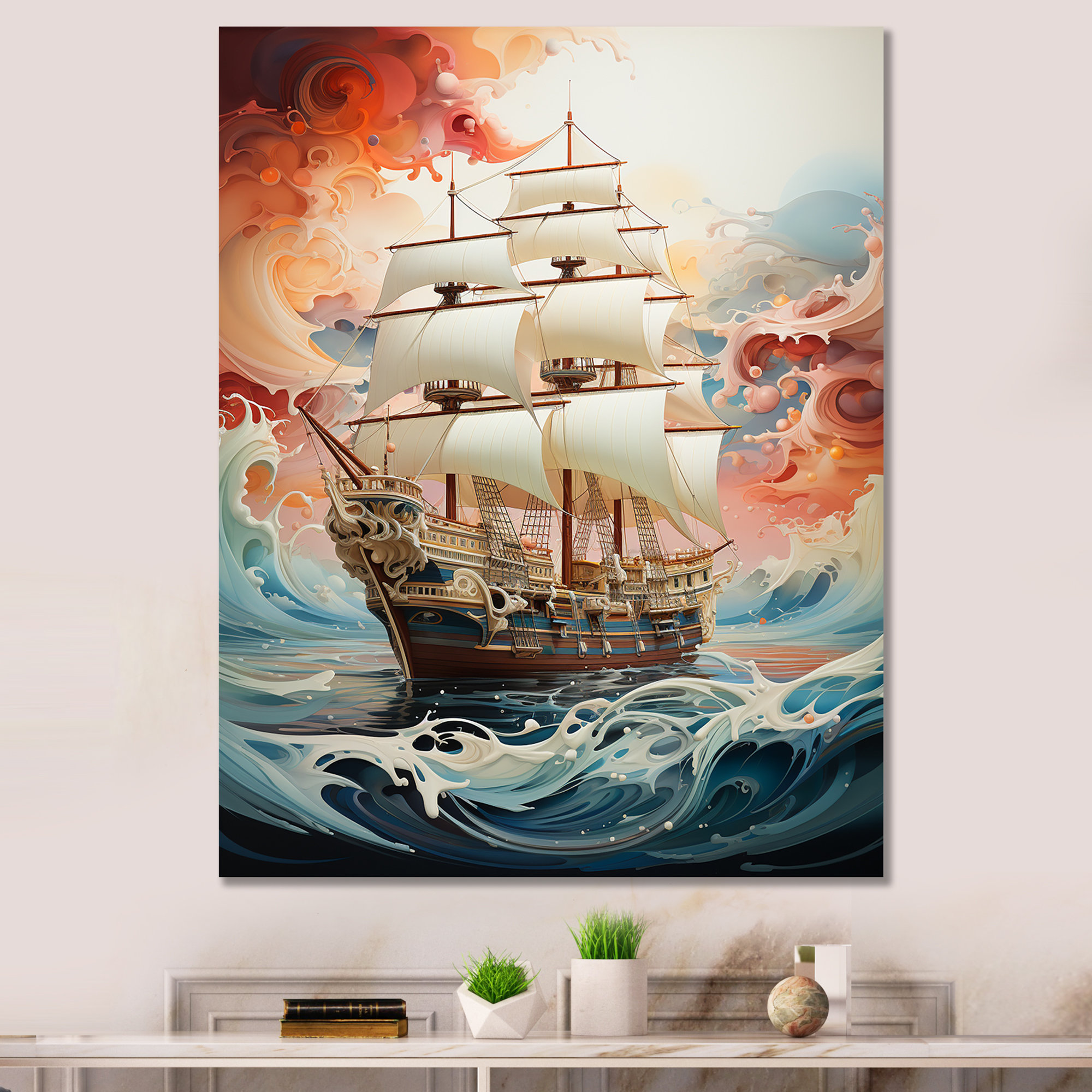 Longshore Tides Lezly Surrealism Boat the Impossible Voyage - Print ...