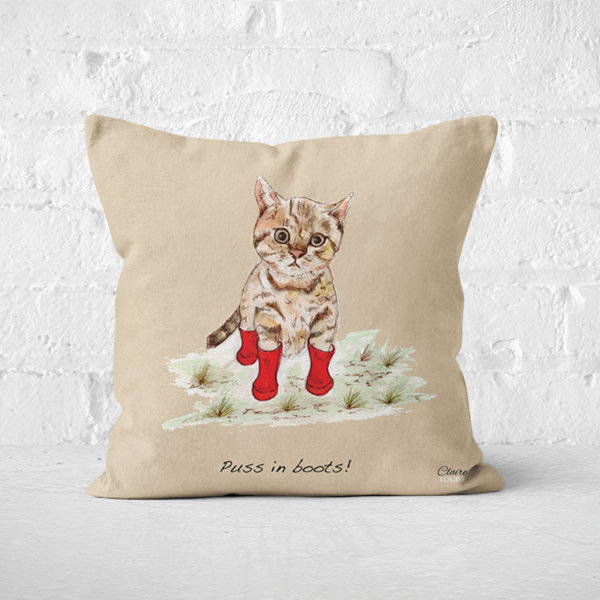 Happy Larry Kirkham Puss in Boots Cushion with Filling | Wayfair.co.uk
