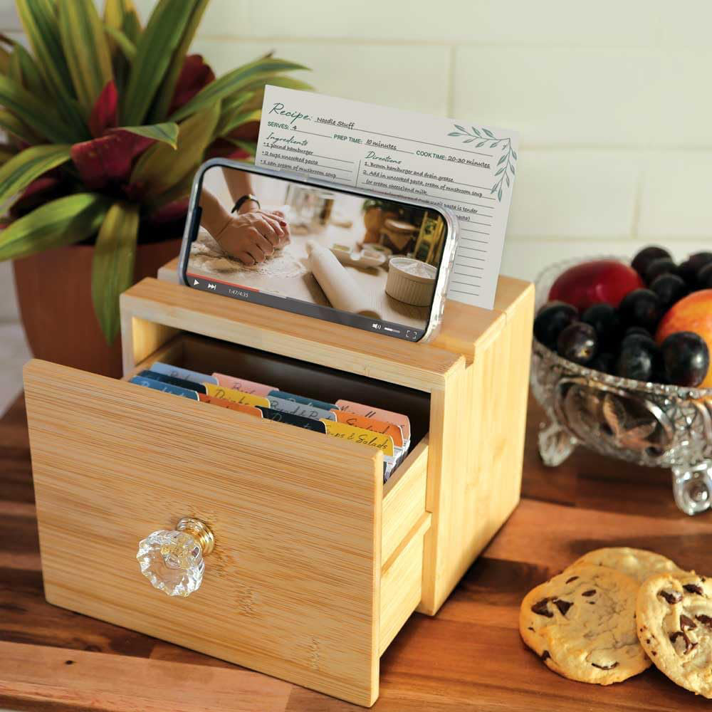 House of Hampton® Recipe Box With Cards And Dividers,Recipe Card Box ...