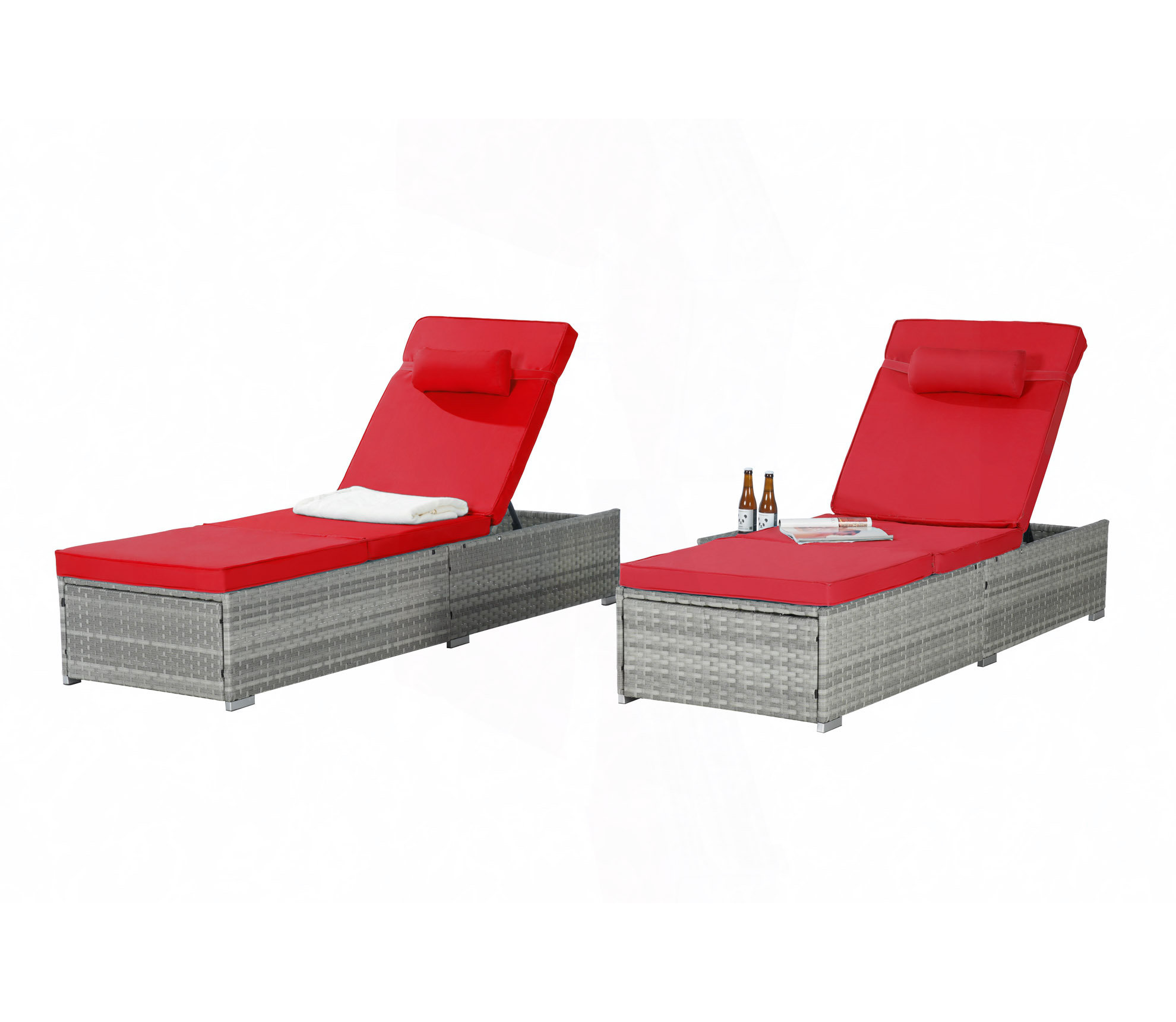 Latitude Run® Outdoor Chaise Lounge Chair Set Of 2 With Storage Patio ...