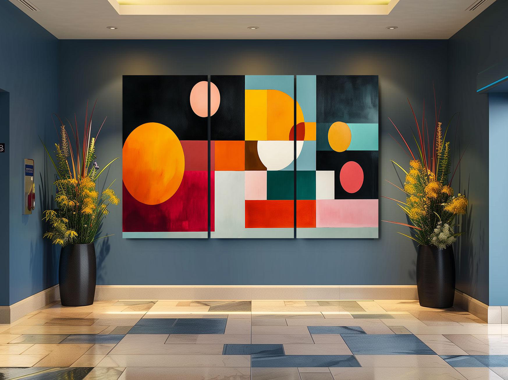 Orren Ellis Triptych Canvas Wall Art – Abstract Circle Triptych Wall ...