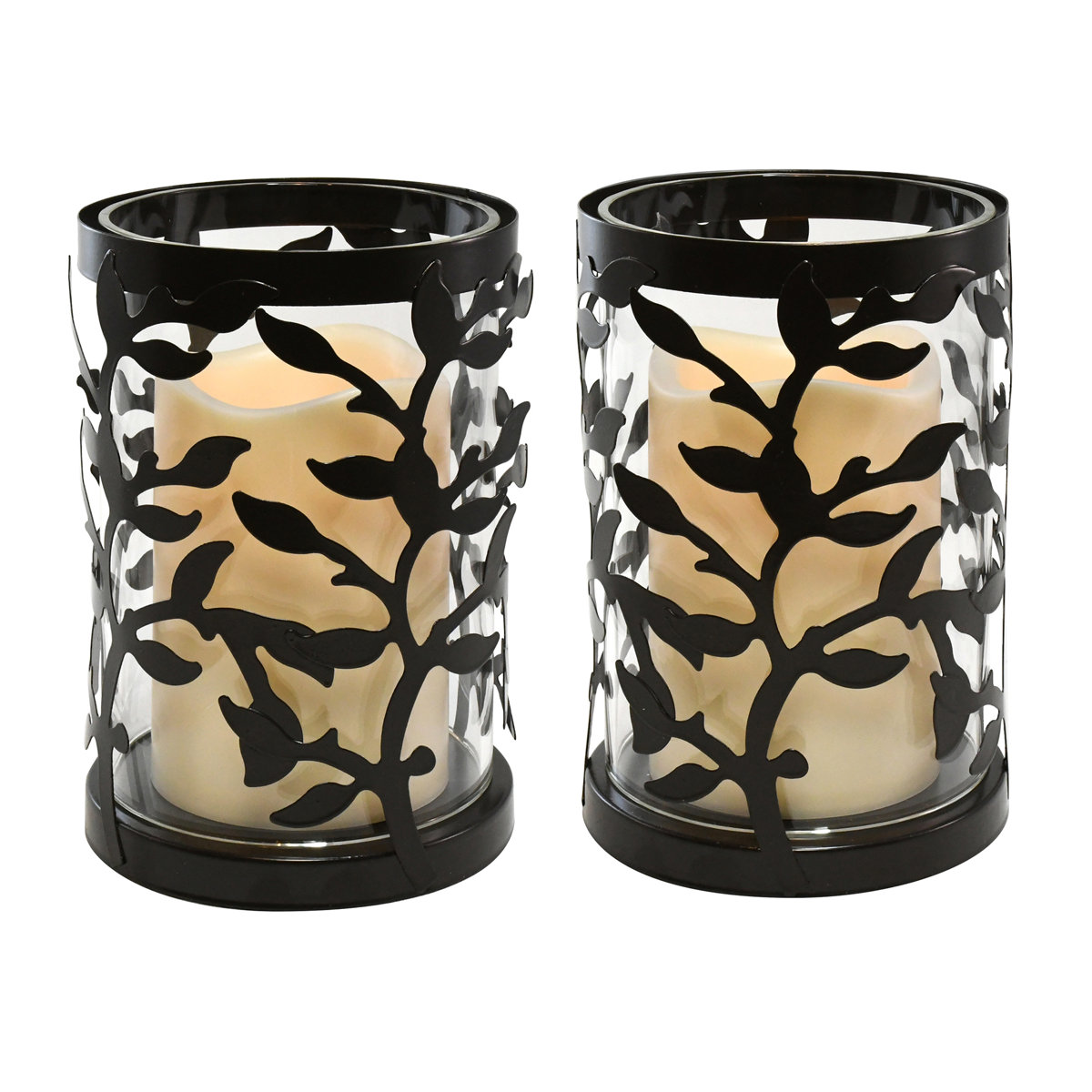 The Holiday Aisle® Black Vine Hurricanes with LED Candles & Reviews ...