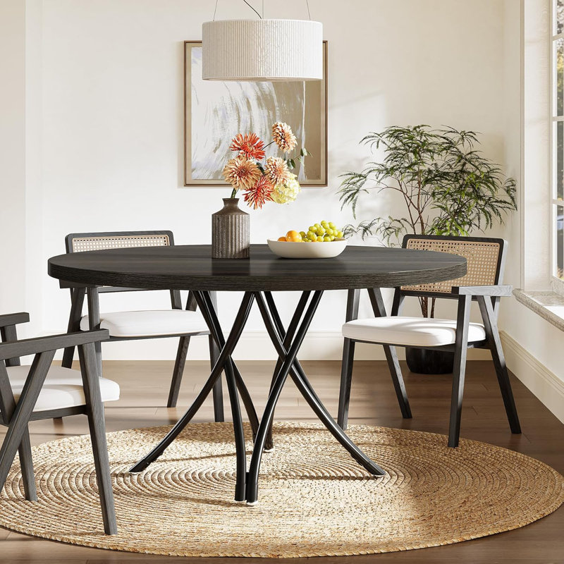George Oliver 47-Inch Black Round Dining Table | Wayfair