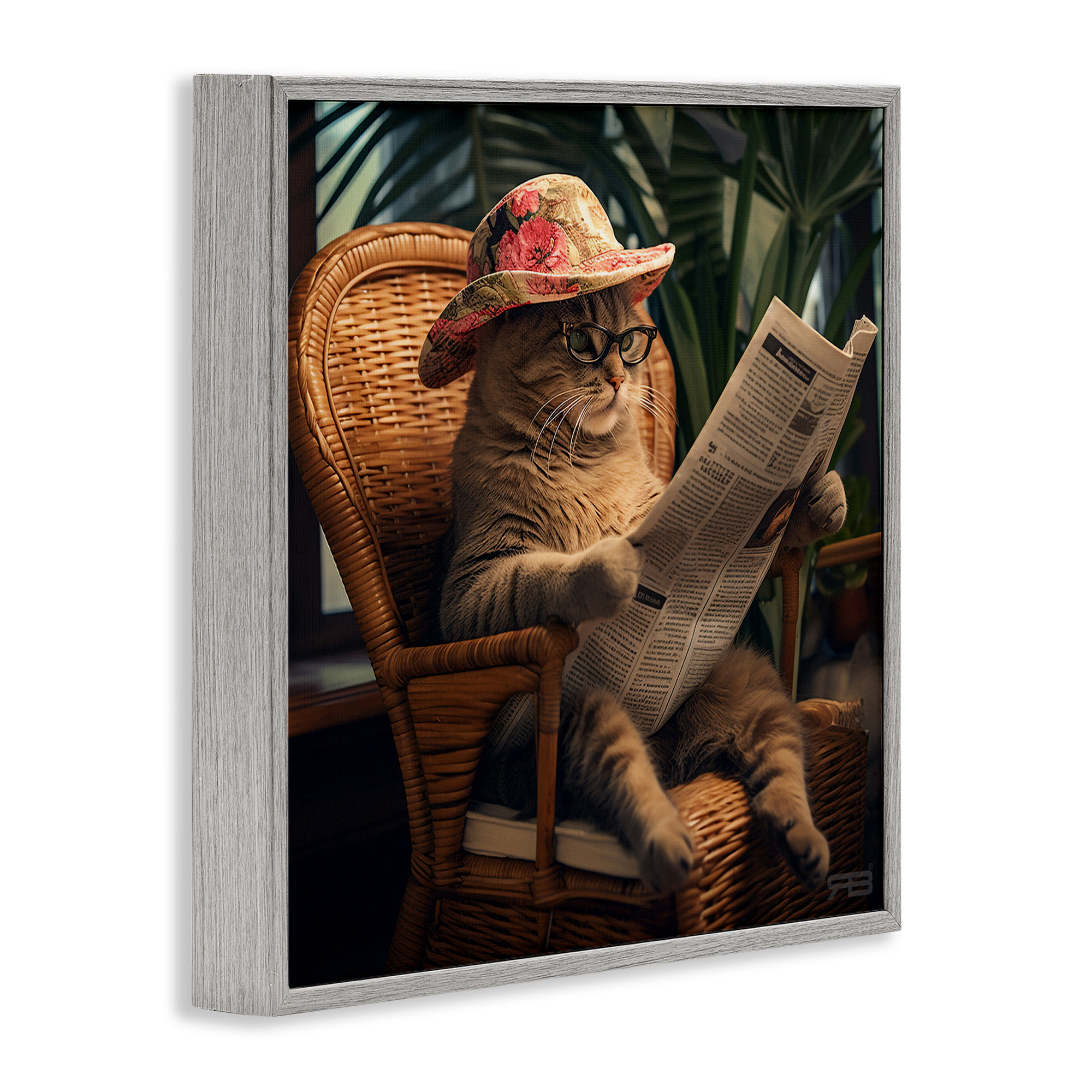 Ebern Designs Funny Cat & Newspaper Giclee Art by RB | Wayfair