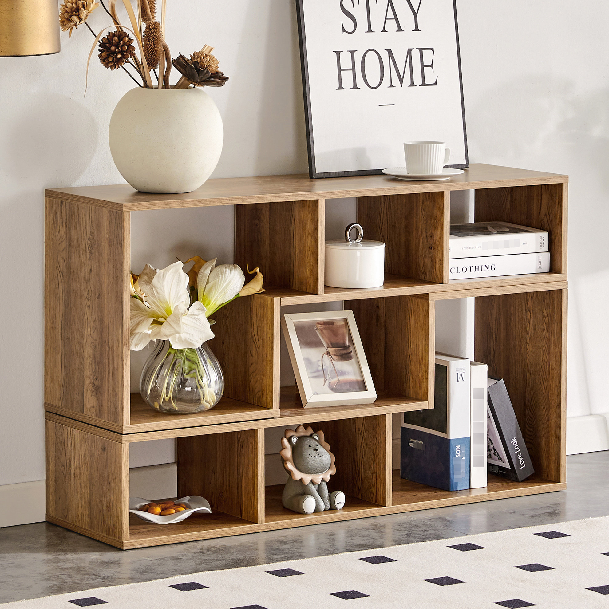 Ebern Designs Combination Media Stand, 6 Open Shelving For Books ...