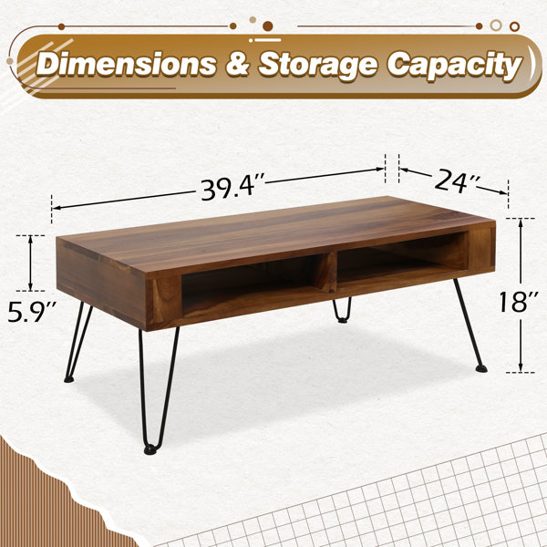 17 Stories Neta Walnut Coffee Table with Storage | Wayfair