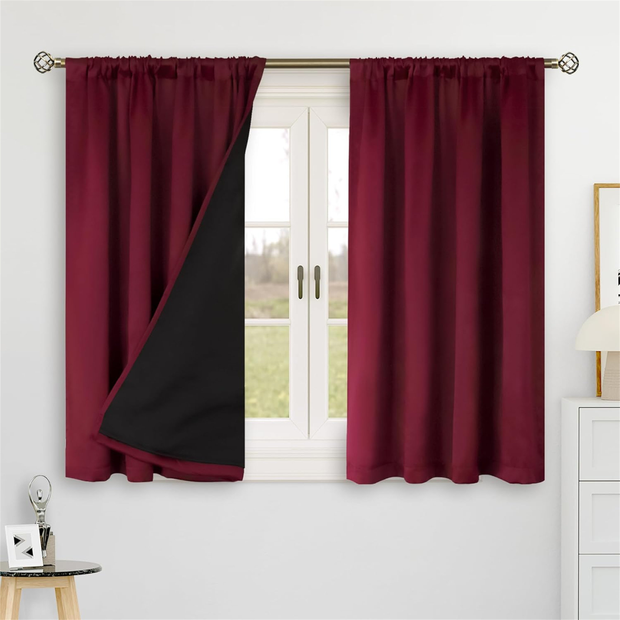 Hokku Designs Burgundy Red Blackout Curtains 48 Inch, Thermal Room ...